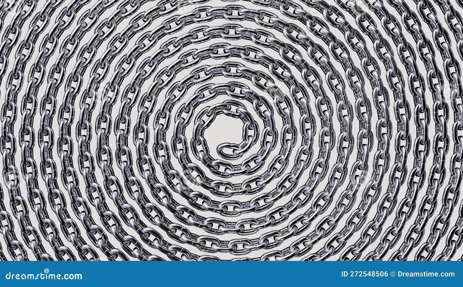 3d Render, Abstract White Background with Spiral Shiny Silver Chain ...