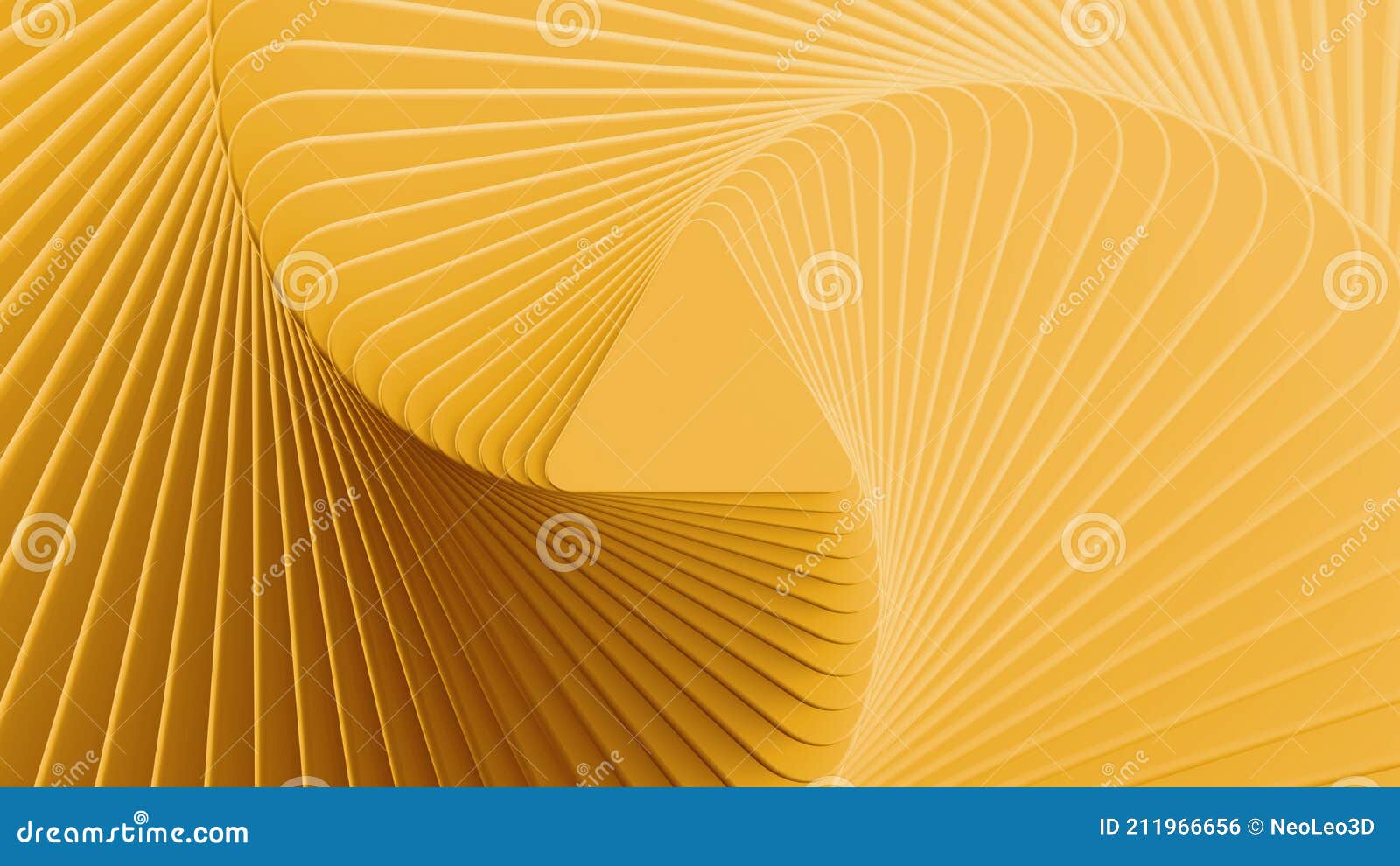 3d Render, Abstract Yellow Background with Geometric Shape. Twisted ...