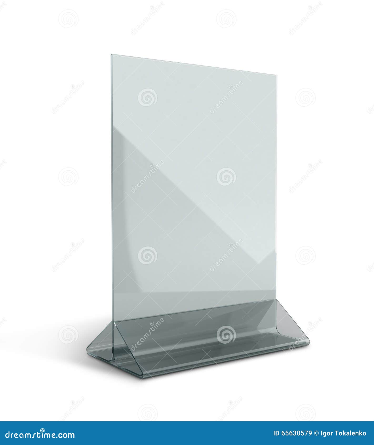 3D Render Acrylic Clear Menu Holder Triangle Base Stock Illustration ...