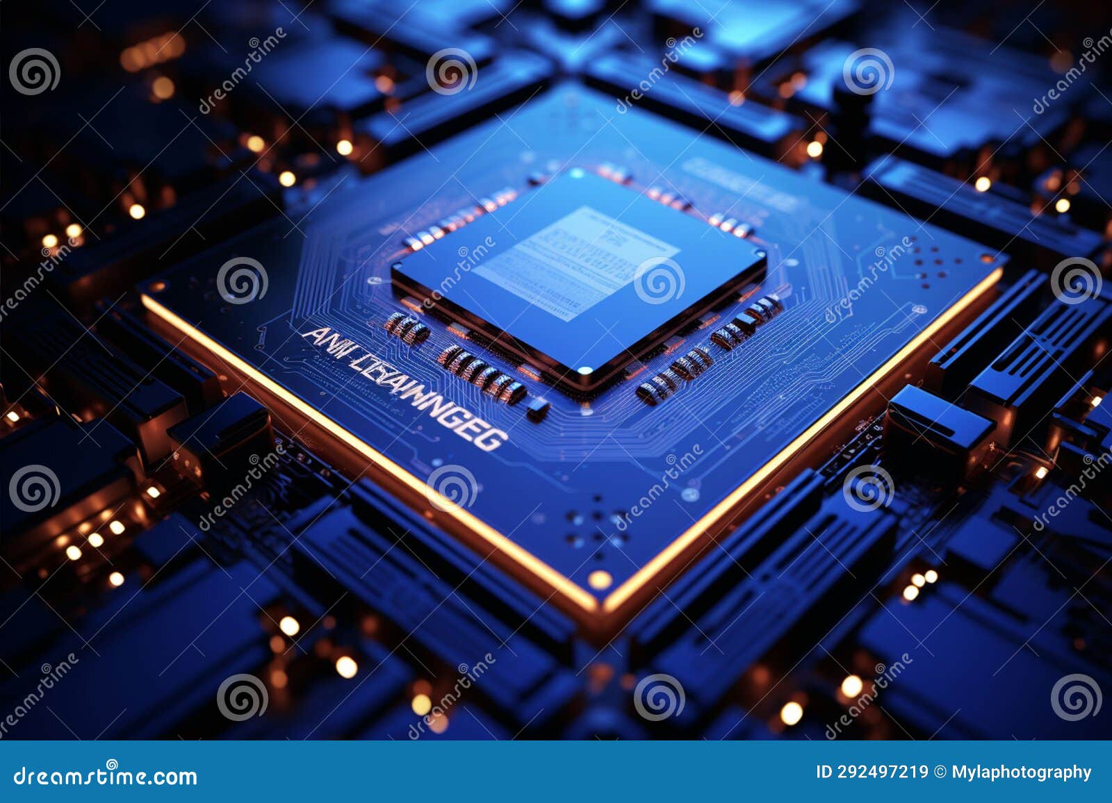 3D Render AI Artificial Intelligence Technology CPU Central Processor ...