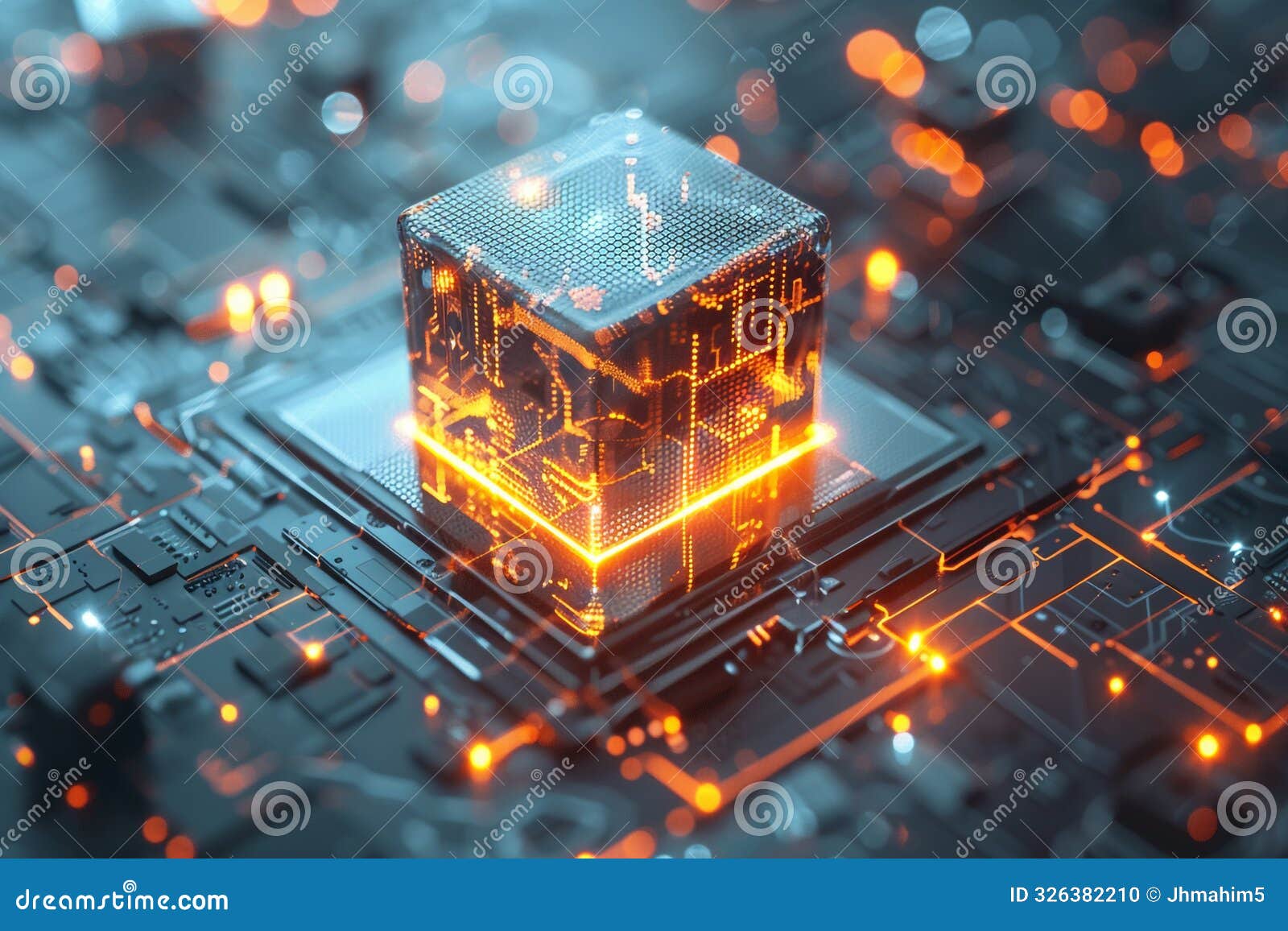 A 3D Render of an AI Core Encased in Layers of Cybersecurity Measures ...