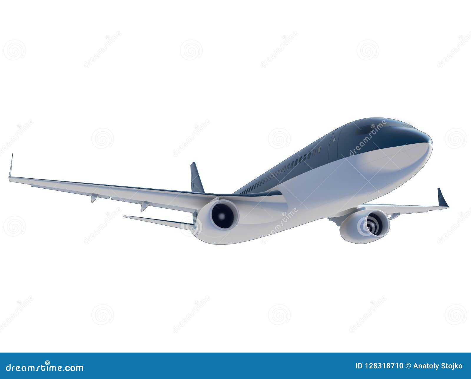 3d Render of Airplane in Flying Isolated on White. Stock Illustration ...