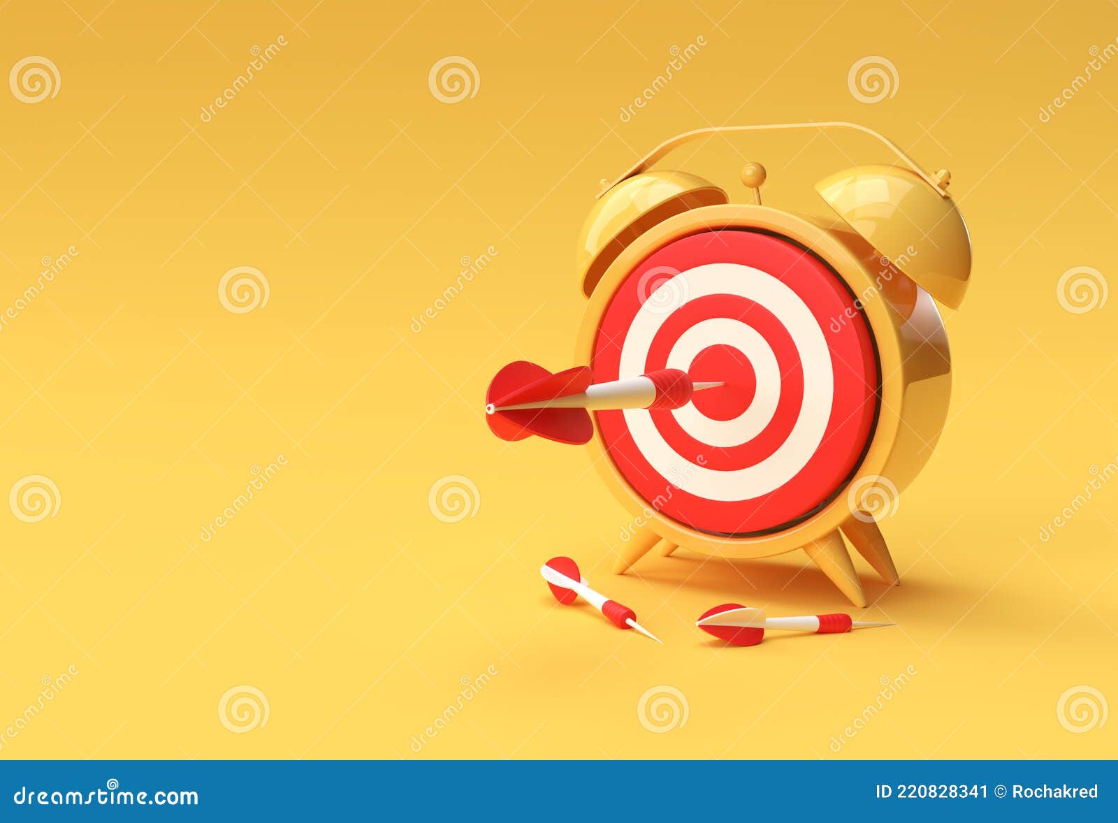 3D Render Alarm Clock Target with Arrow Time Management, Planning ...