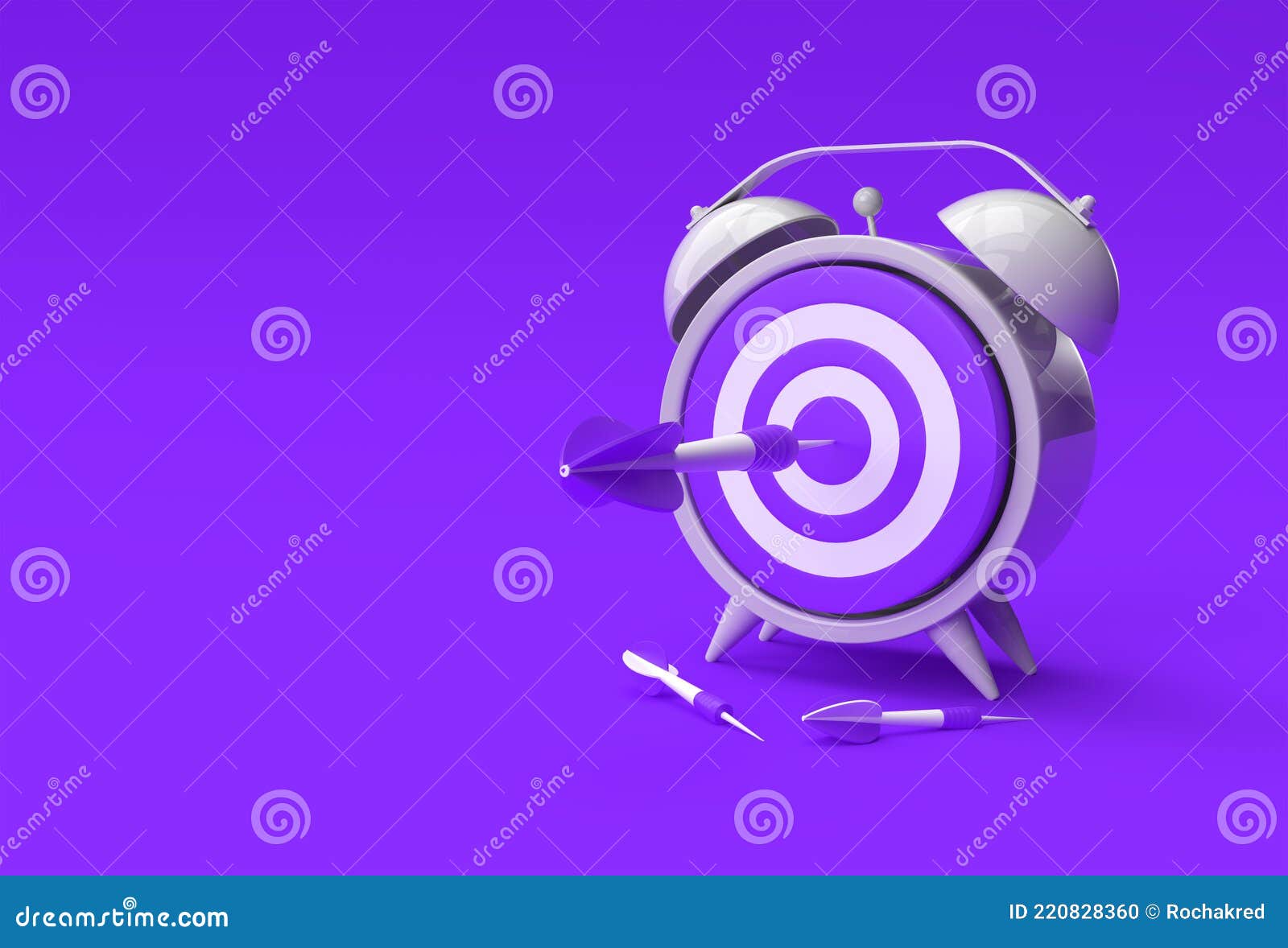 3D Render Alarm Clock Target with Arrow Time Management, Planning ...