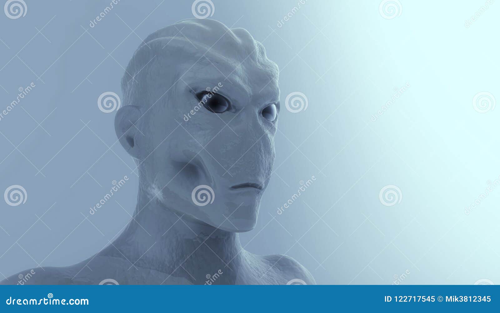Render Of An Alien Woman Turned Away From The Camera And Holding Two ...