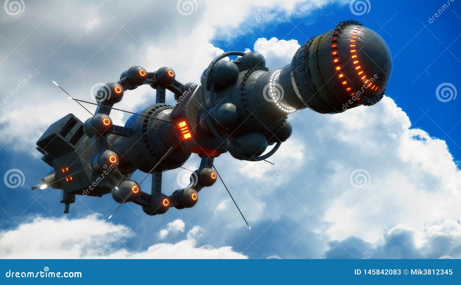 Alien spaceship concept stock illustration. Illustration of invader ...