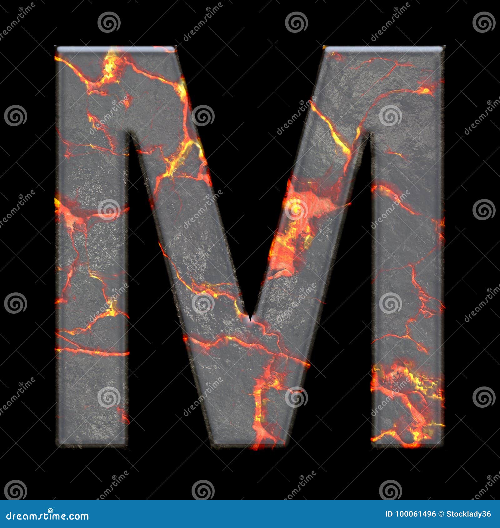3D Render of Volcano Cracks Alphabet Letter Stock Illustration ...