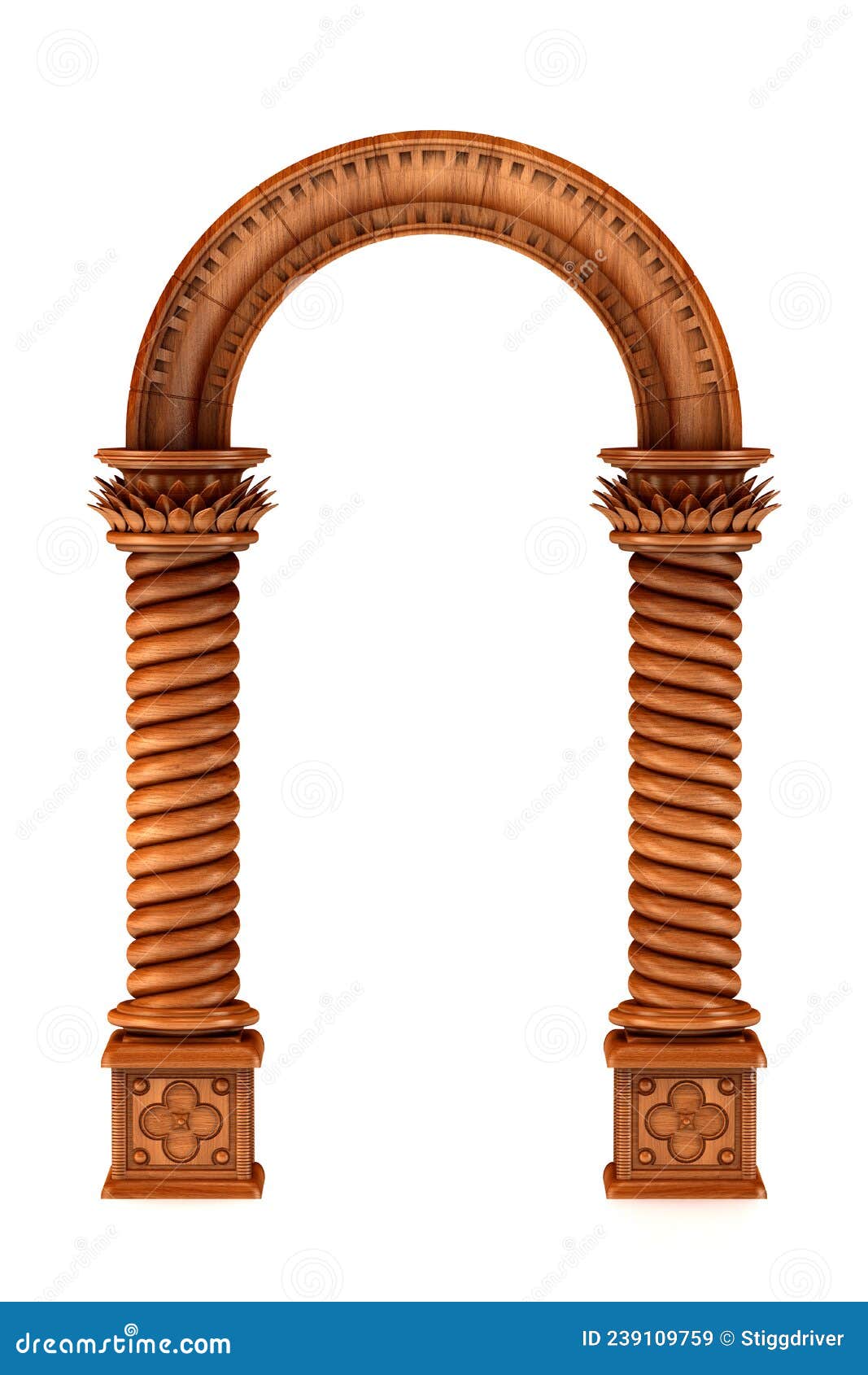 3d Render Ancient Arch in Wood Style Stock Illustration - Illustration ...