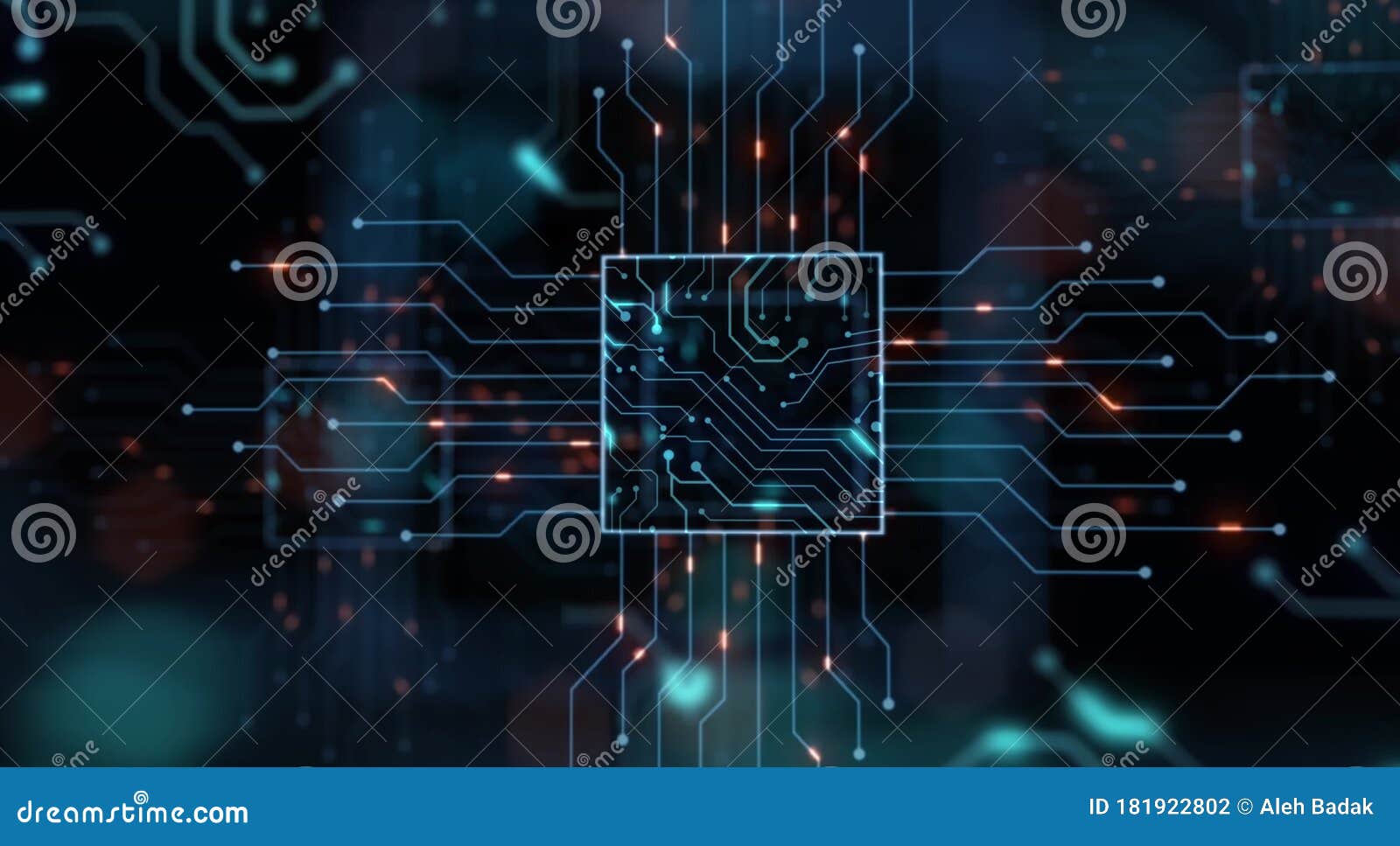 3D Render of Animation Chip Set Cpu Controller and Print Circuit for ...