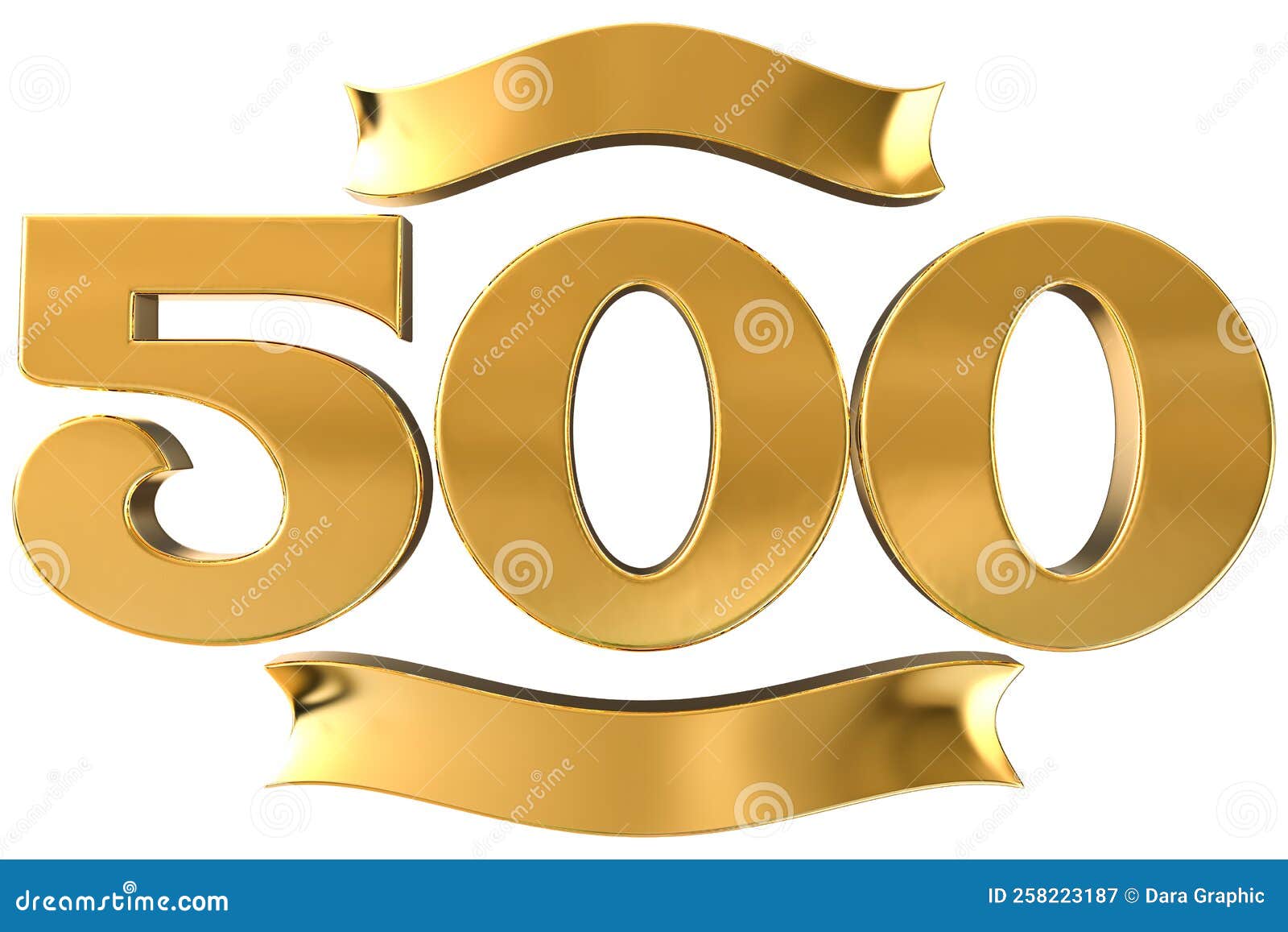 500 3d Render Anniversary Golden Sign Stock Illustration - Illustration ...