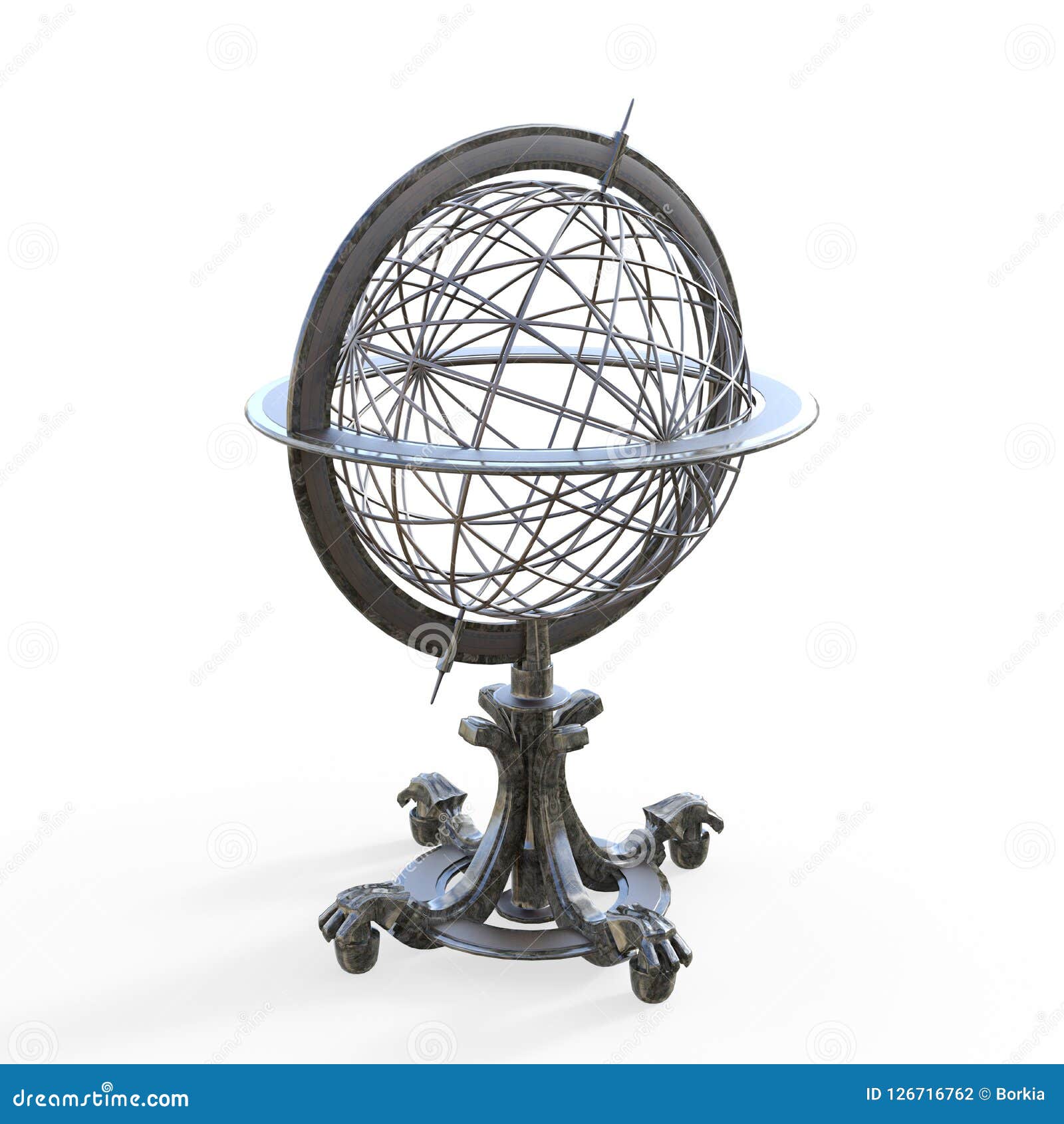 3D Render of Armillary Sphere Stock Illustration - Illustration of ...