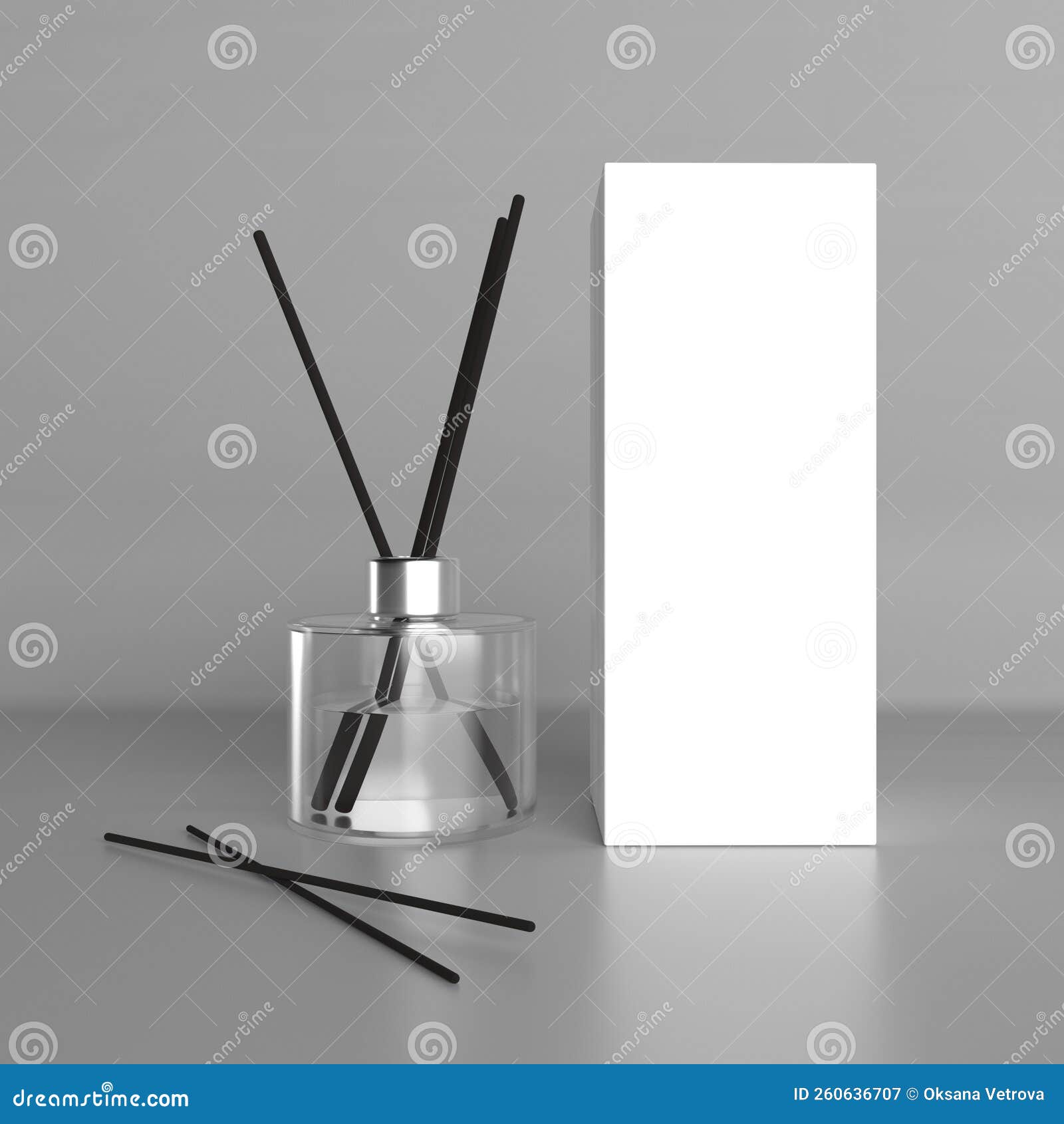 3D Render Aroma Diffuser Mockup with Sticks and Packaging with Space ...