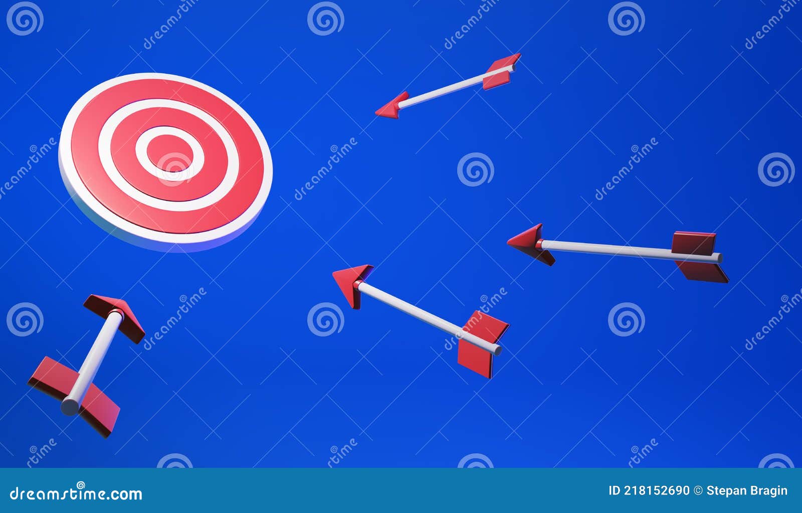 3d Render Arrows on a Blue Background Fly into the Target Stock ...