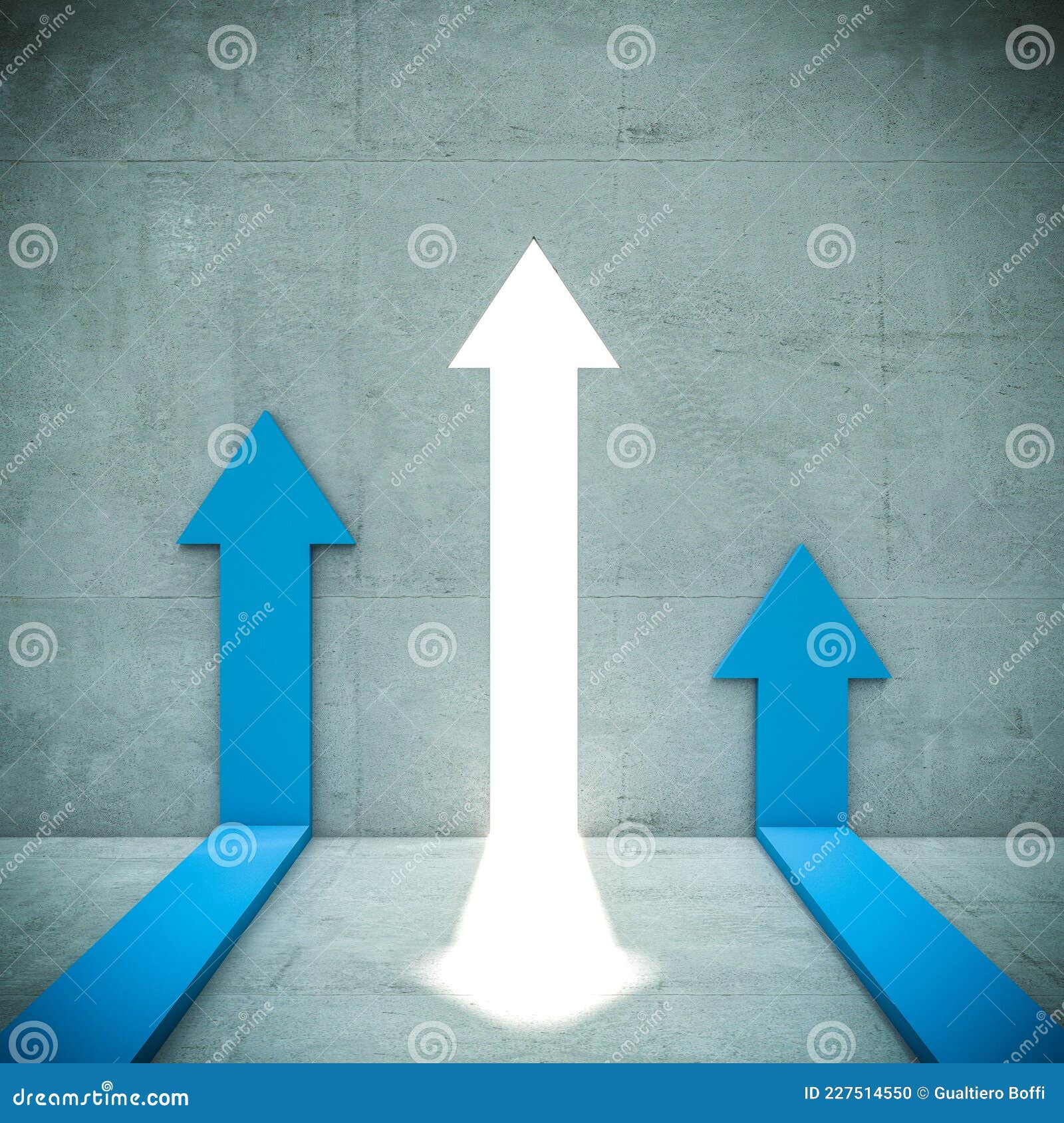 3d Render Arrows on Concrete Wall Stock Illustration - Illustration of ...