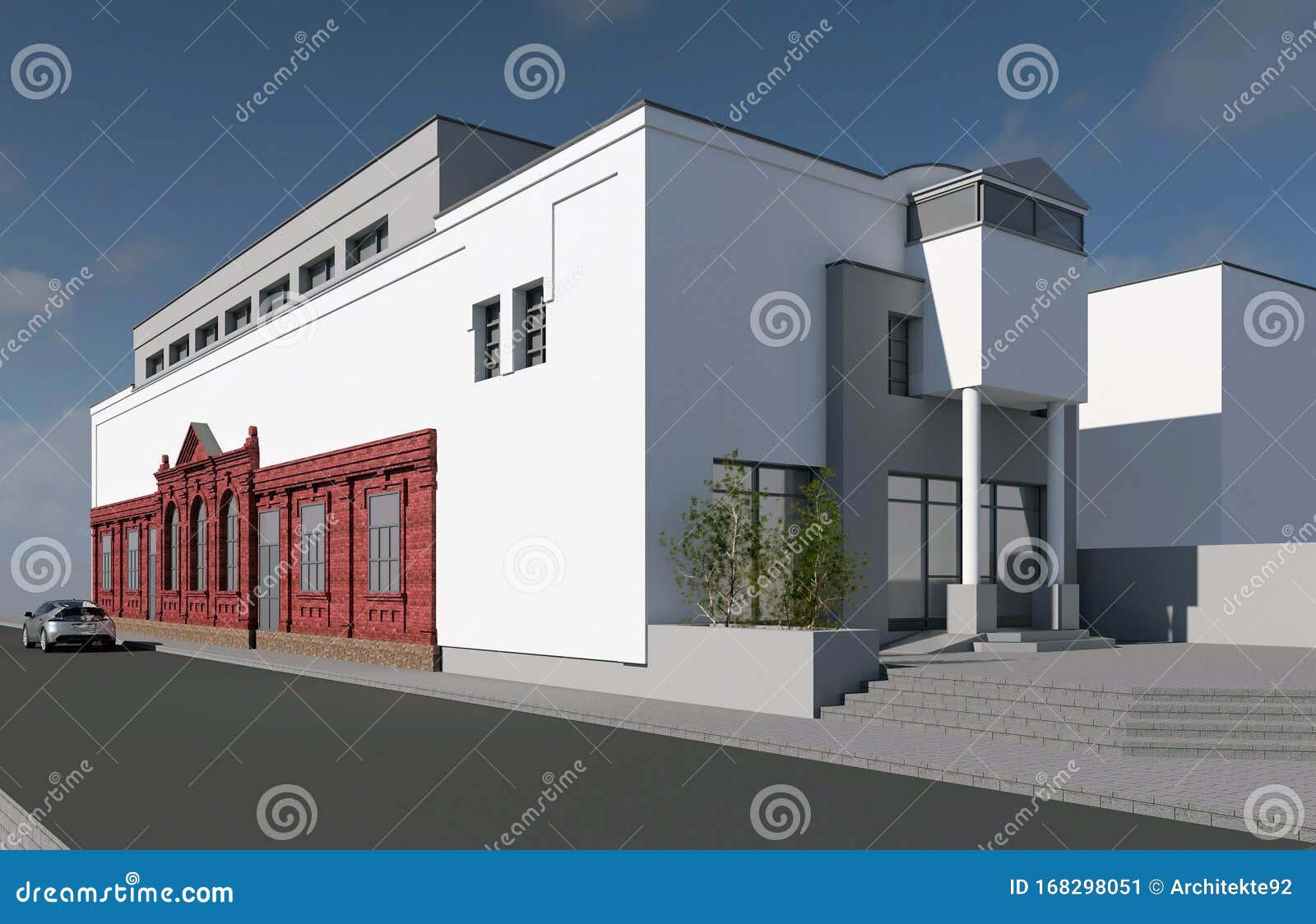 3D Render Art Gallery Exterior Stock Illustration - Illustration of ...
