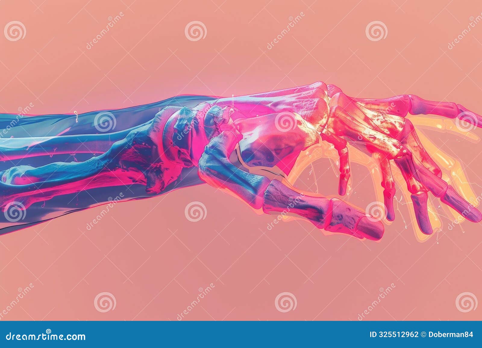 3D Render of an Arthritic Human Arm with Vibrant Colors and Detailed ...