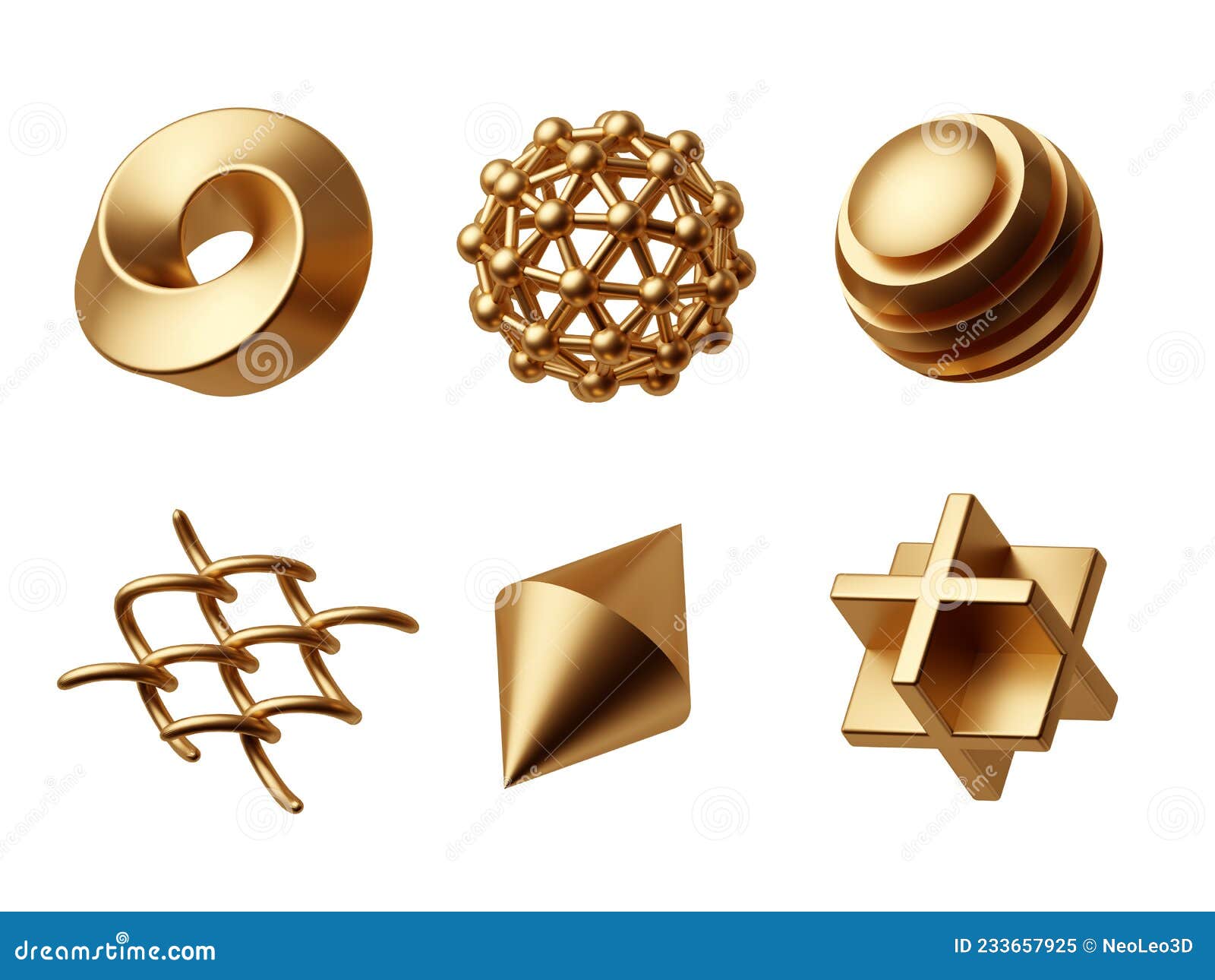 3d Render, Assorted Abstract Geometric Shapes and Objects. Collection ...