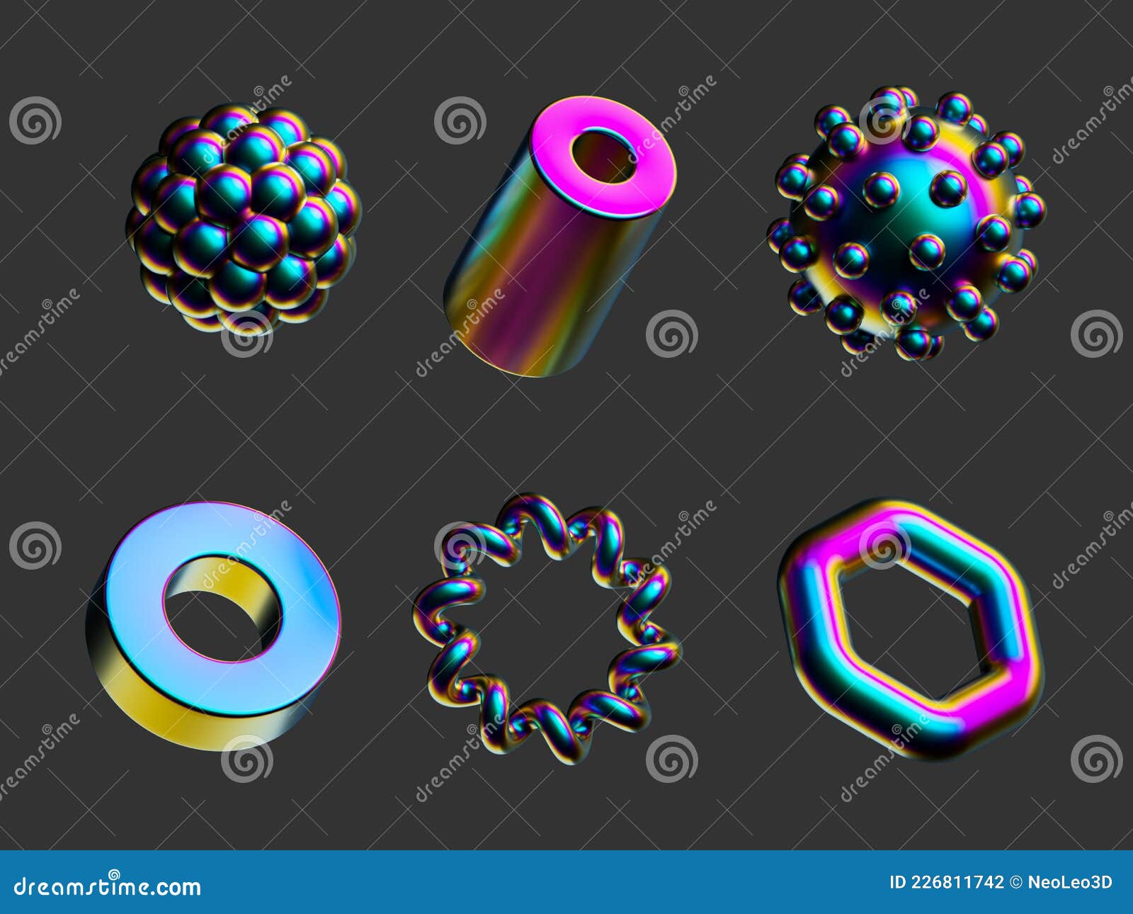 3d Render, Assorted Abstract Geometric Shapes and Objects. Collection ...