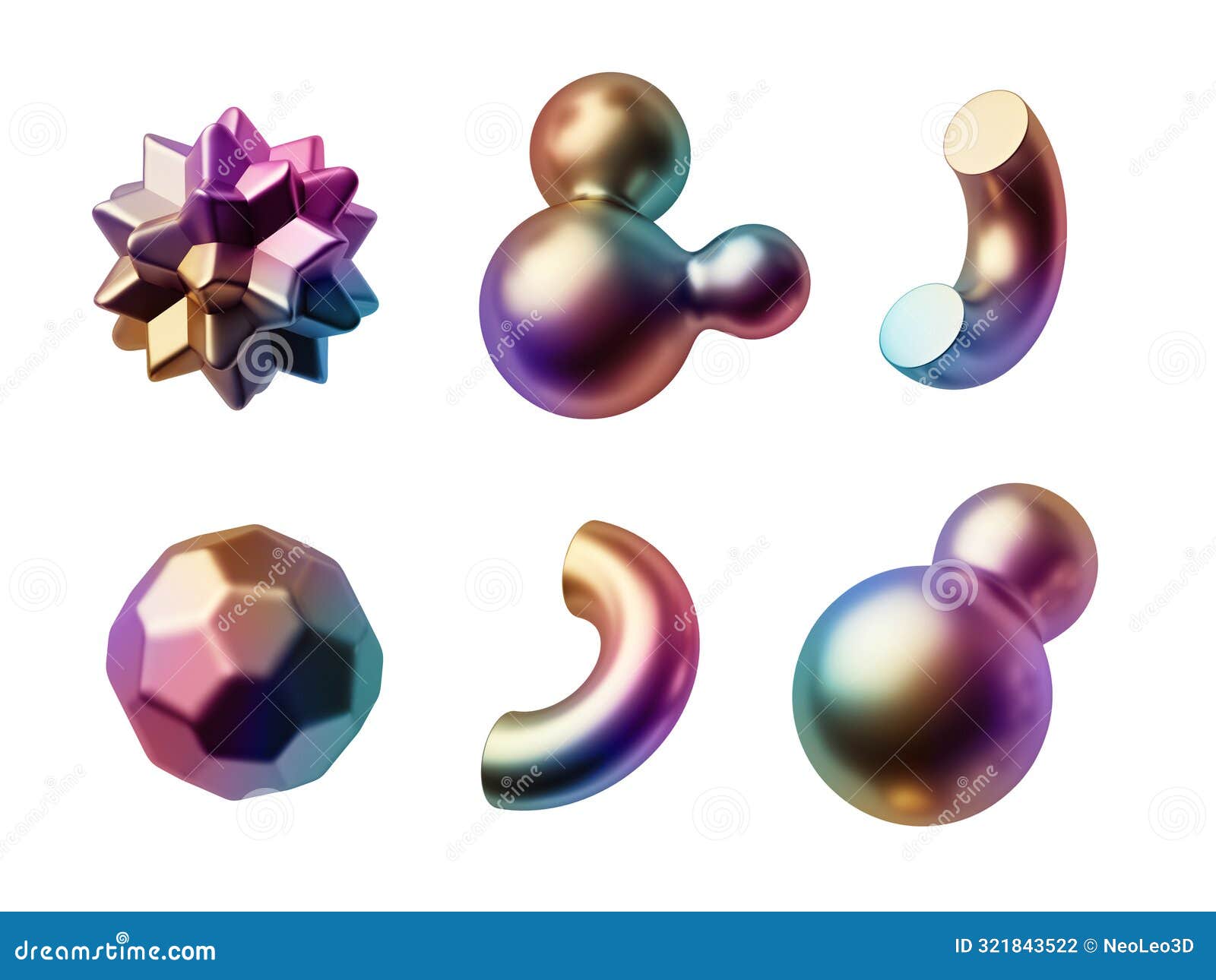 3d Render, Assorted Abstract Geometric Shapes and Objects. Collection ...