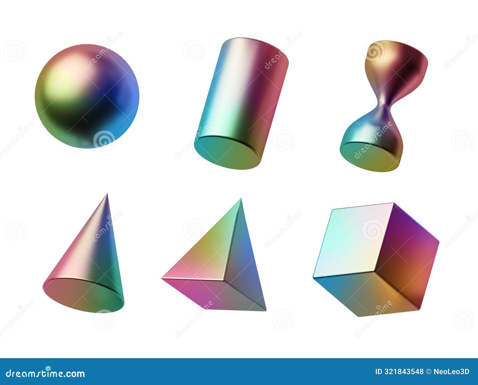 3d Render, Assorted Abstract Geometric Shapes and Objects. Collection ...