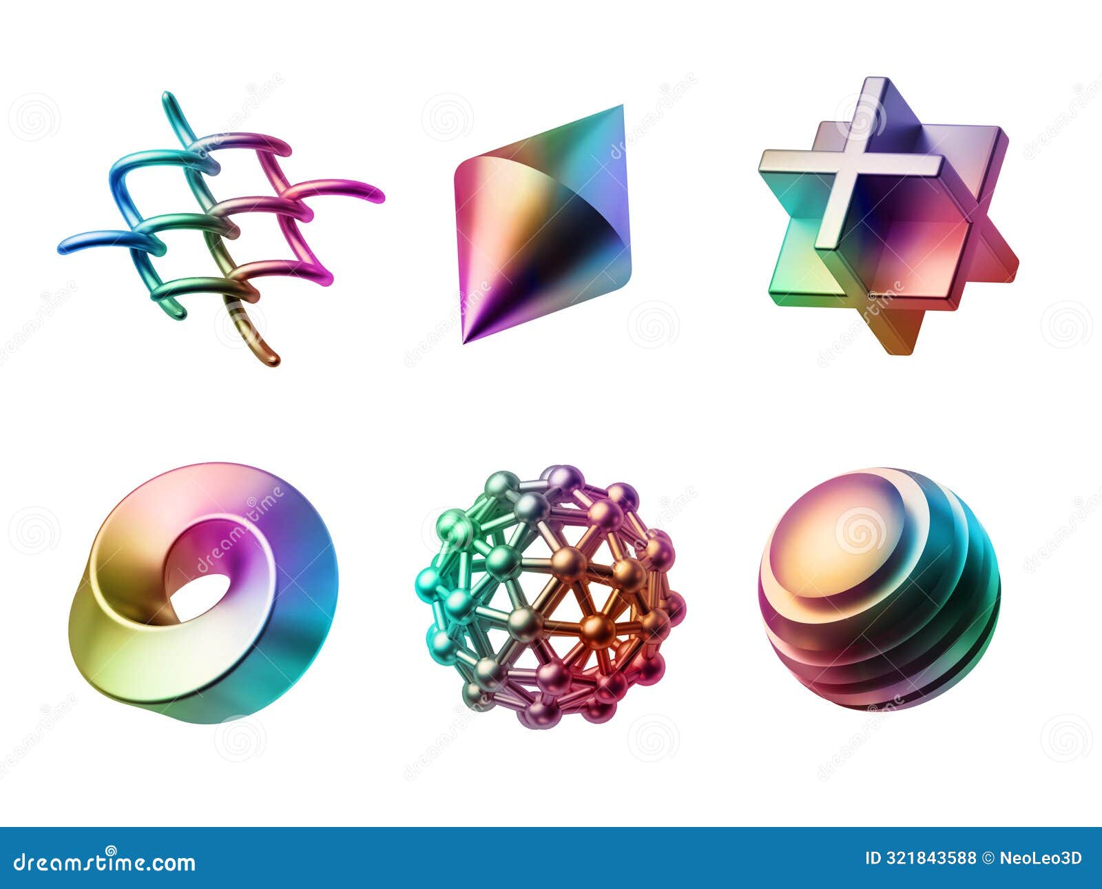 3d Render, Assorted Abstract Geometric Shapes and Objects. Collection ...