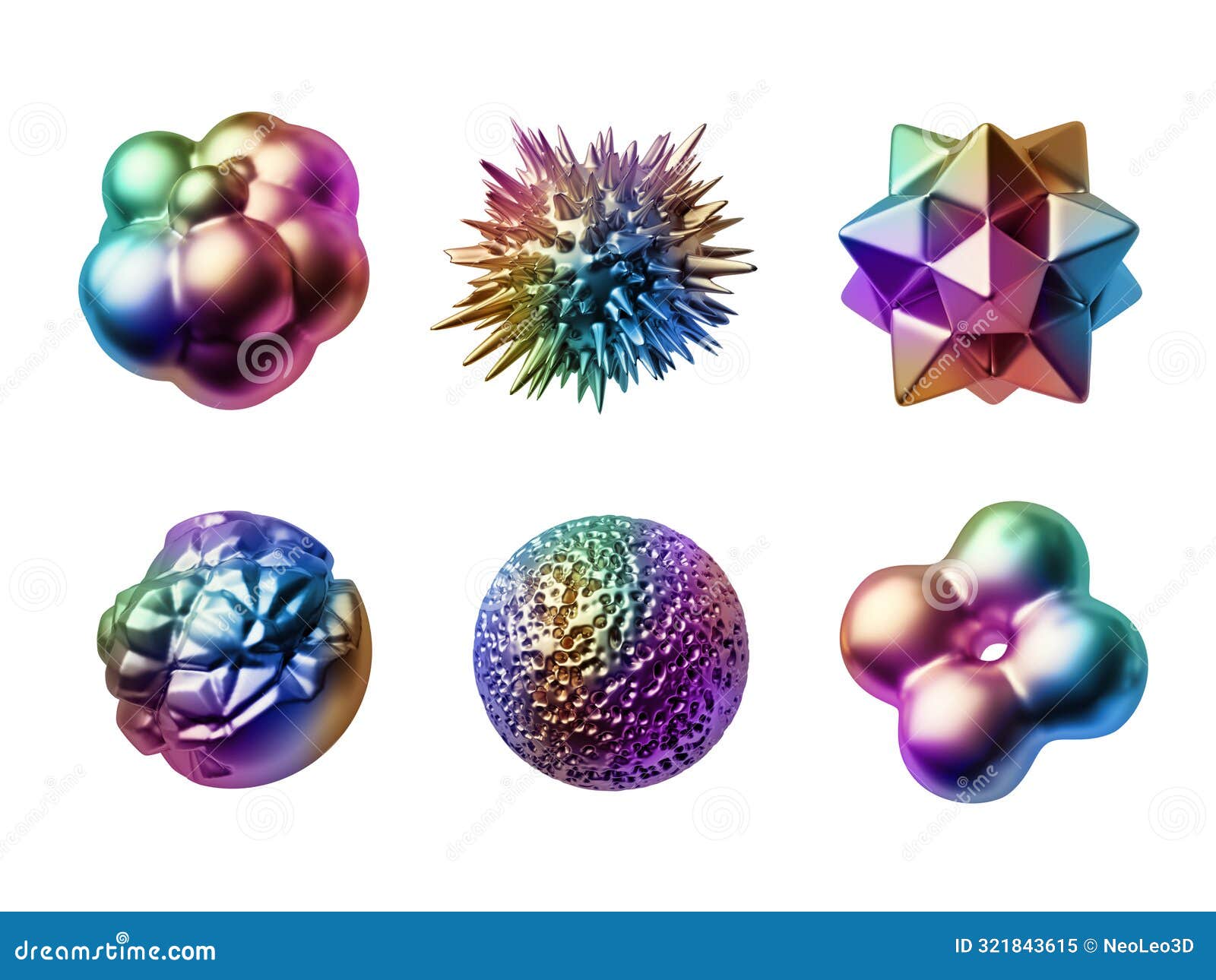 3d Render, Assorted Abstract Geometric Shapes and Objects. Collection ...