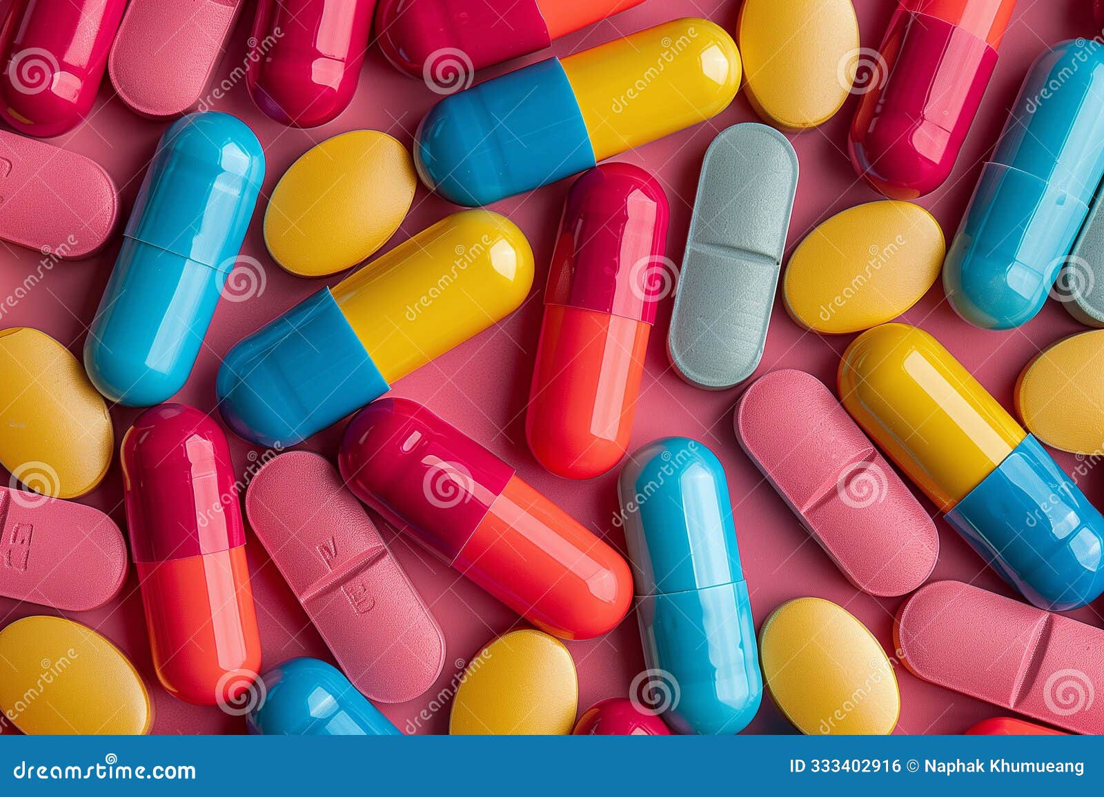 Pharmaceutical Pink Palette: Assorted Pills On Rosy Background ...