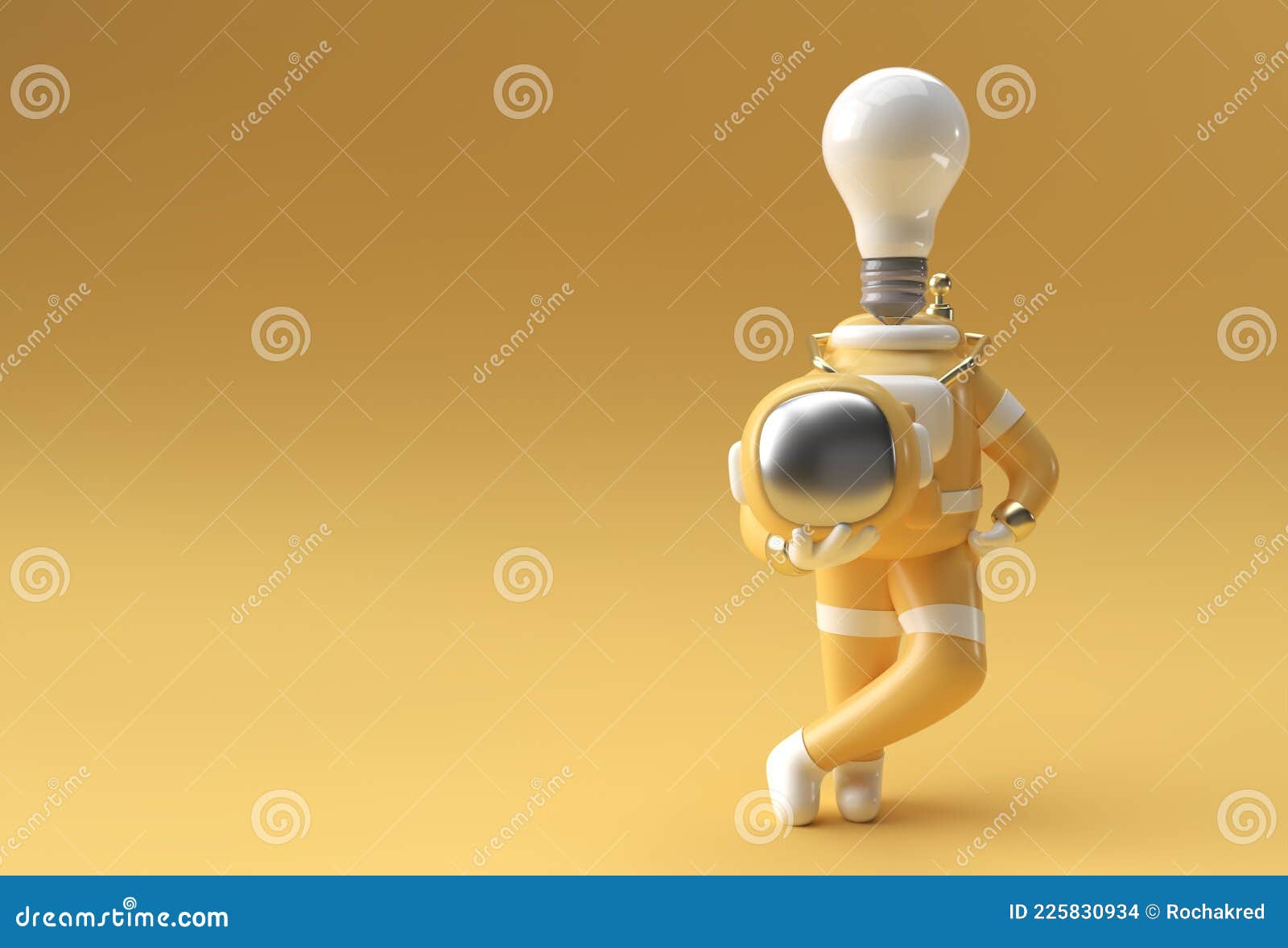 3d Render Astronaut Light Bulb instead of Head 3d Illustration Design ...