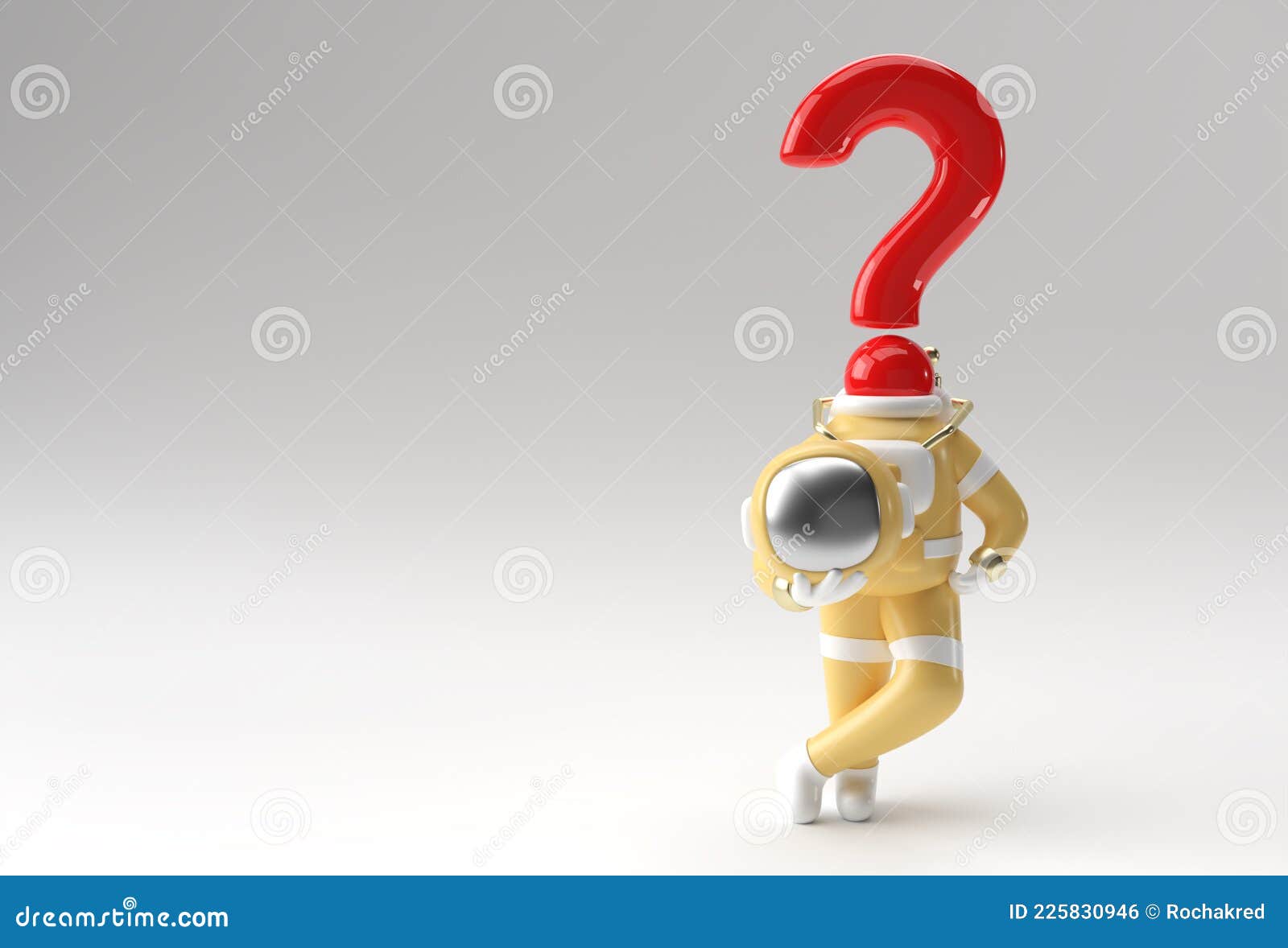 3d Render Astronaut Question Mark instead of Head 3d Illustration ...