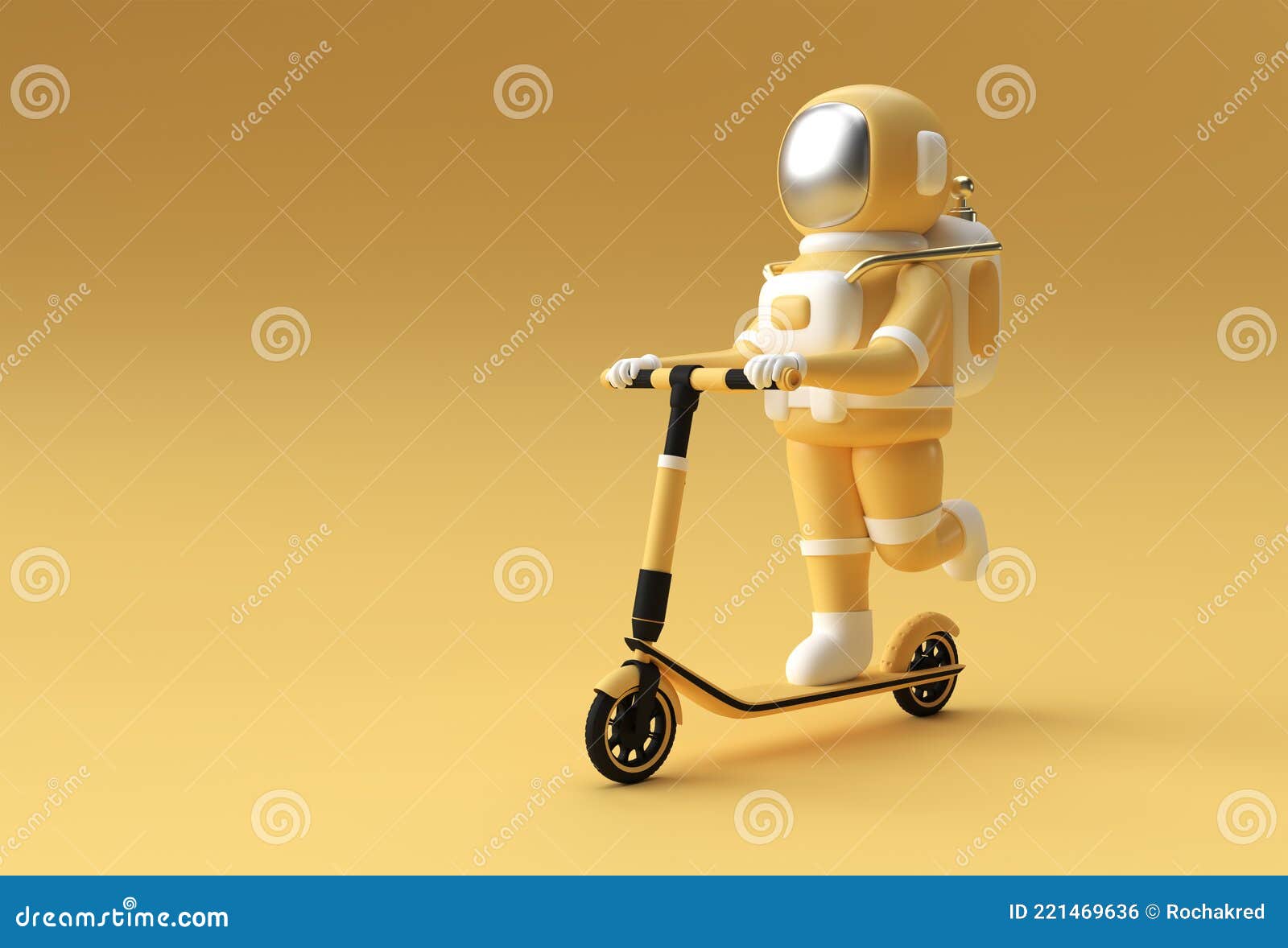 3D Render Astronaut Riding a Push Scooter 3D Art Design Illustration ...