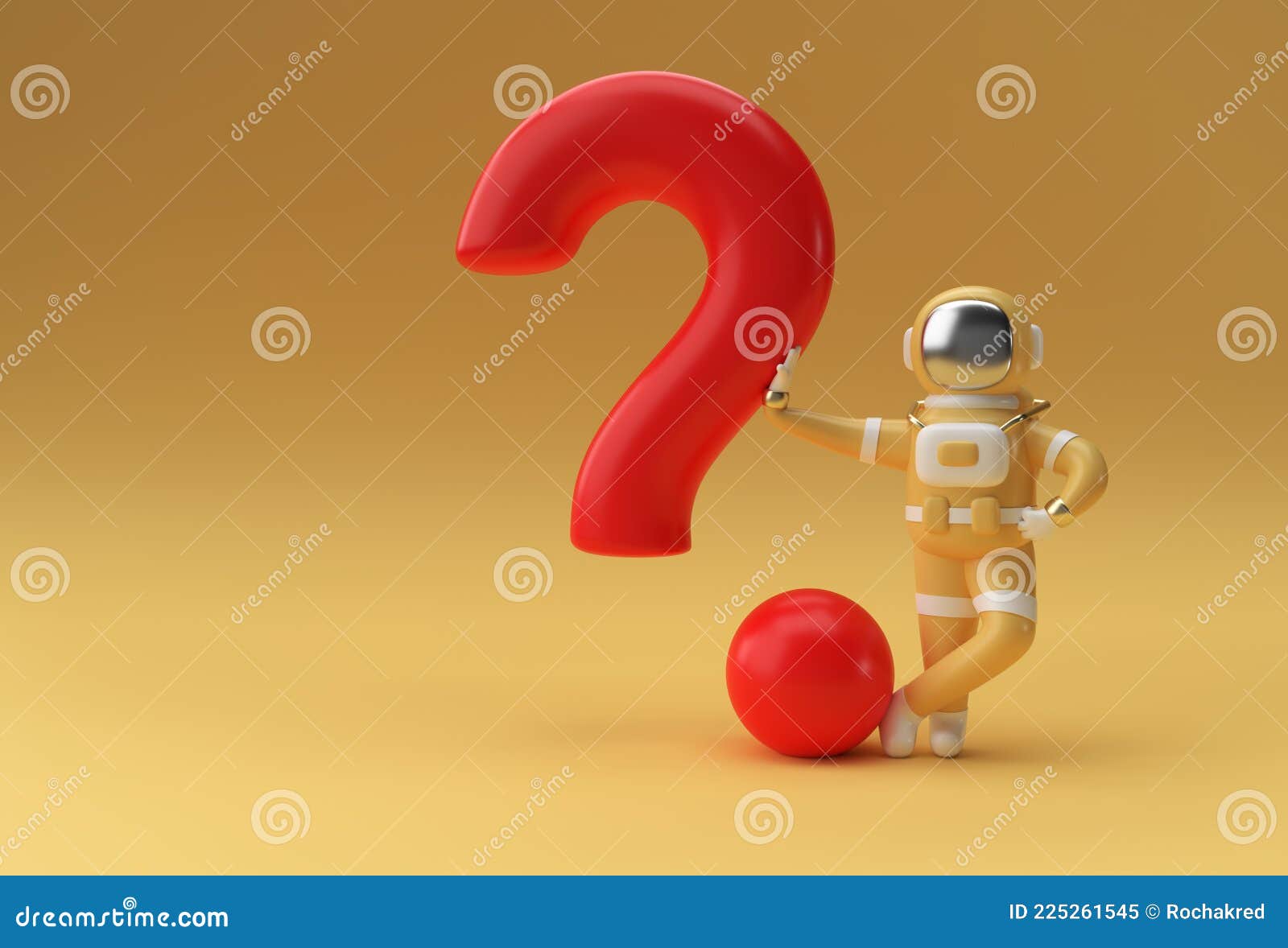 3d Render Astronaut Standing with Question Mark 3d Illustration Design ...