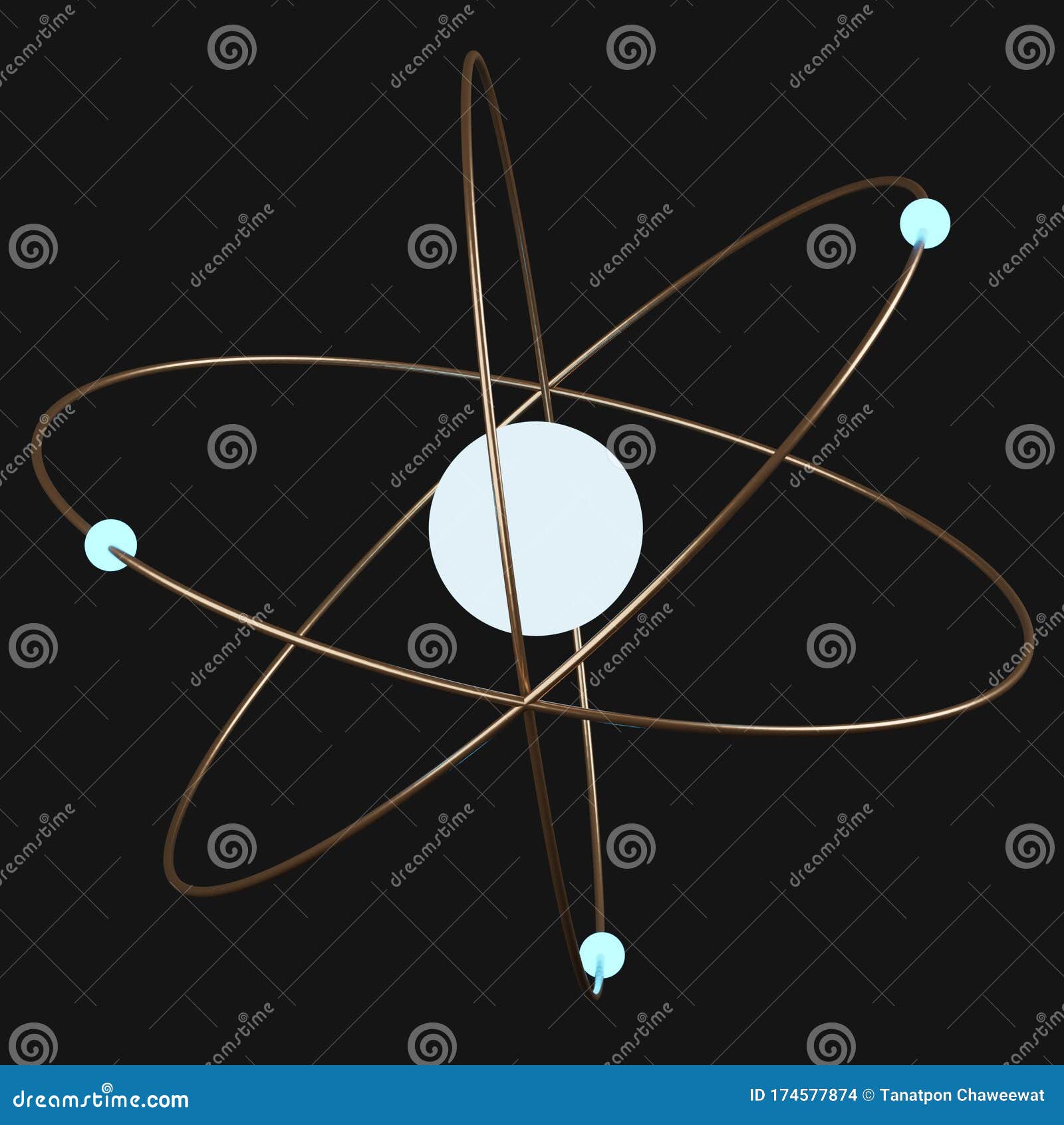 3d Render of Atom Model Structure that Has Nucleus in the Middle and ...