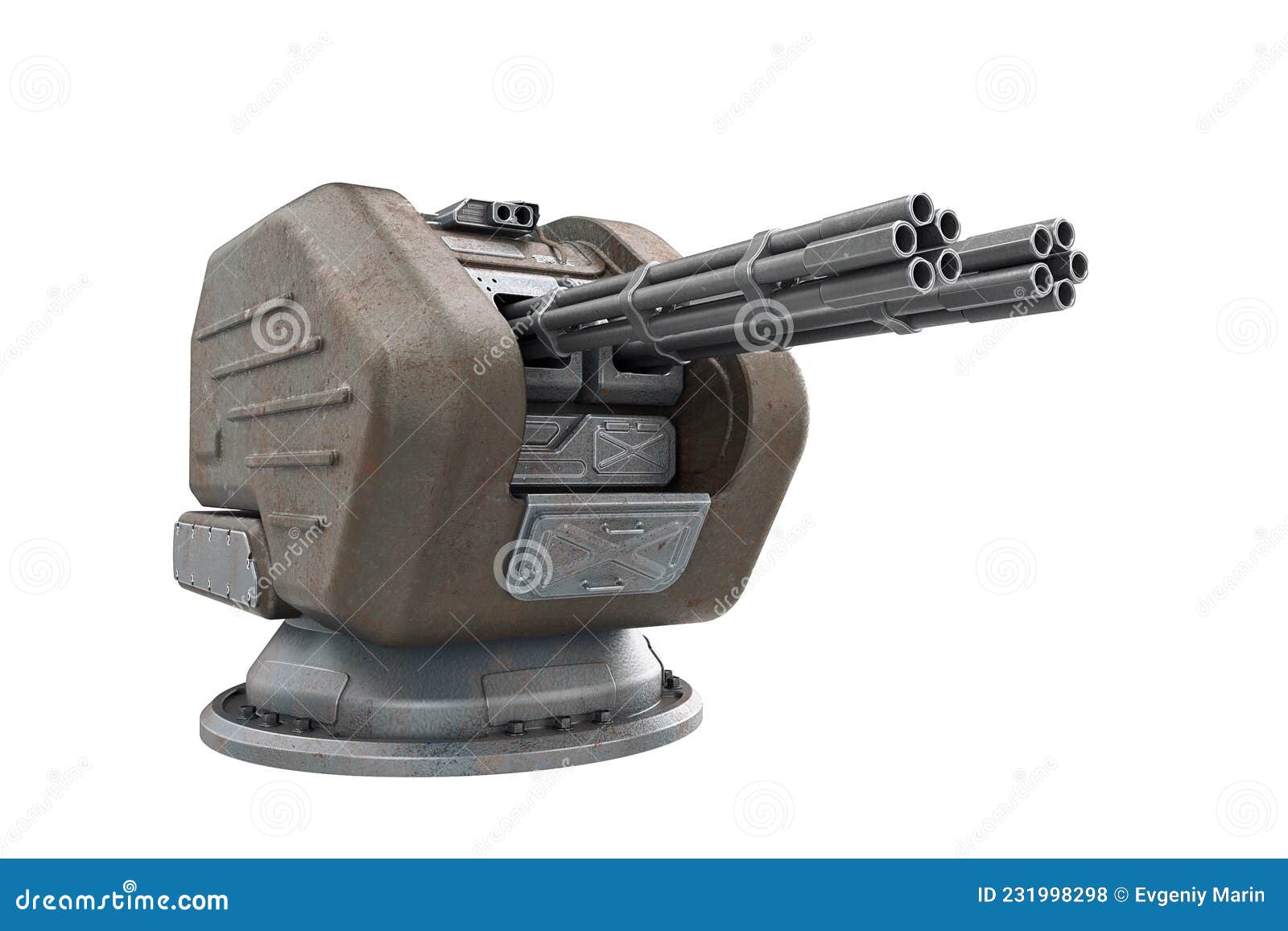 Automatic Machine Gun Turret Isolated On White Background Illustration ...