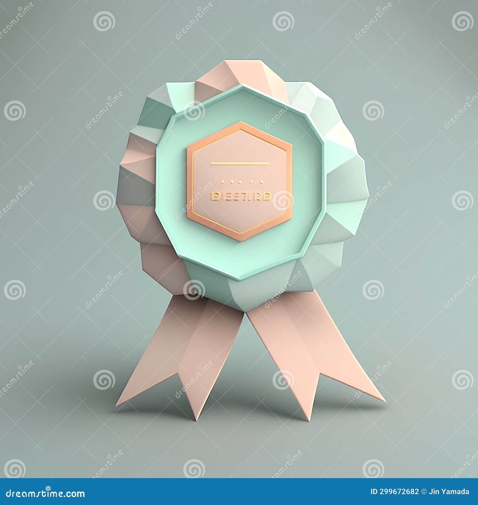 3d Render of Award Badge in Origami Style on Grey Background Stock ...