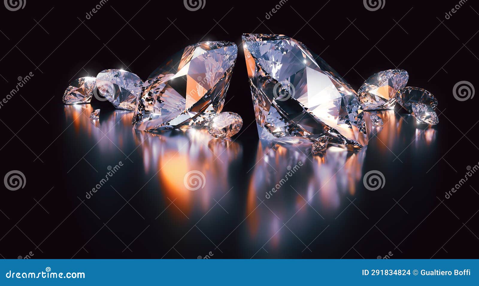 3d Render Background Diamonds Group Stock Illustration - Illustration ...