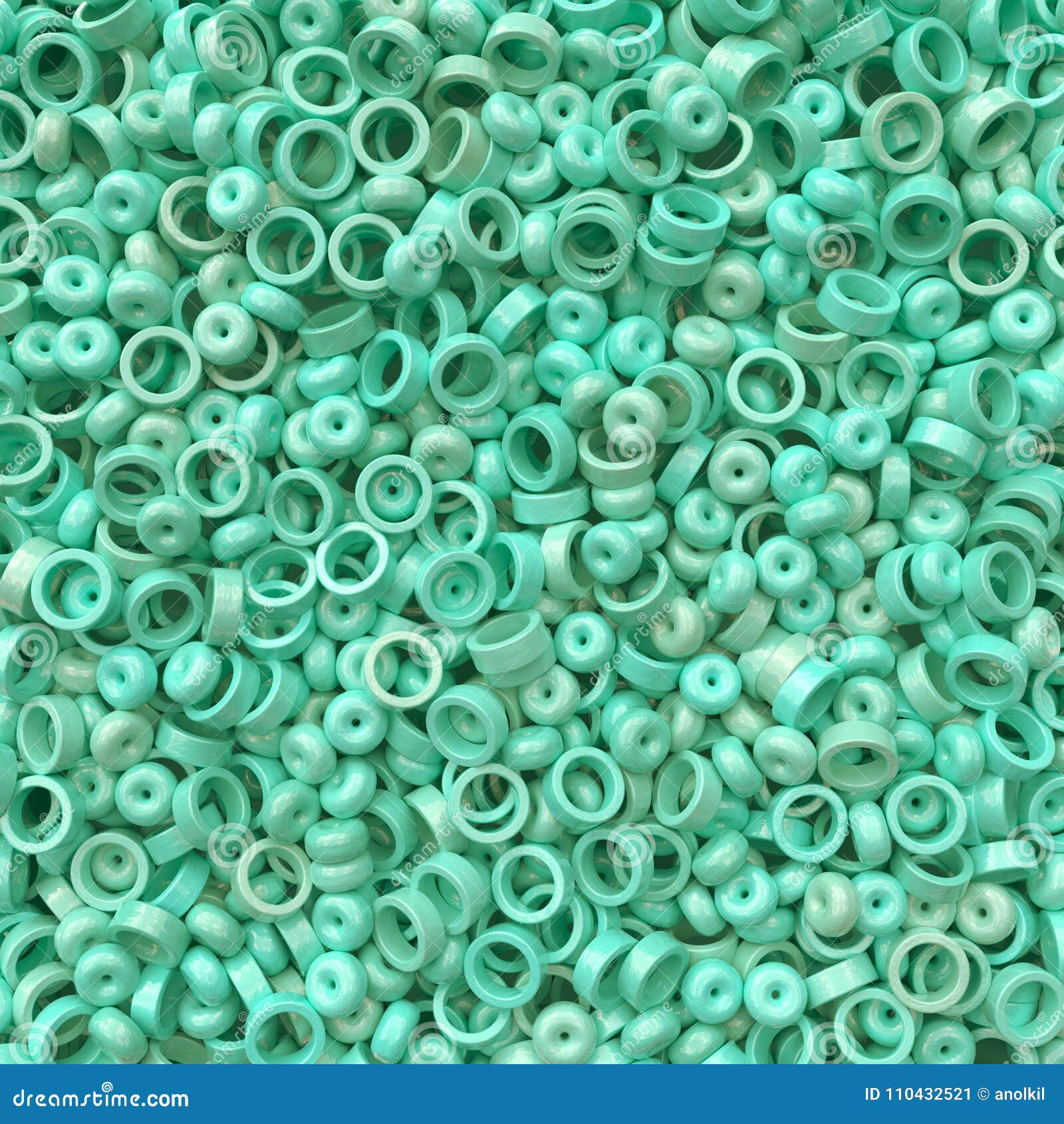 3d Render, Digital Illustration, Abstract Figures of Mint Color. Stock ...