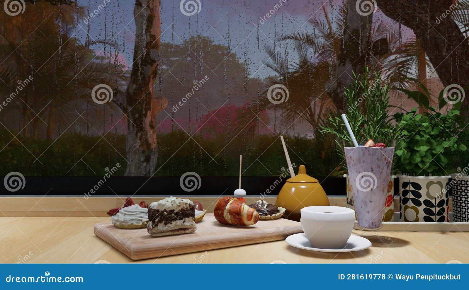 3D, Render, Background,Perspective,Sad Atmosphere on a Rainy Day Stock ...