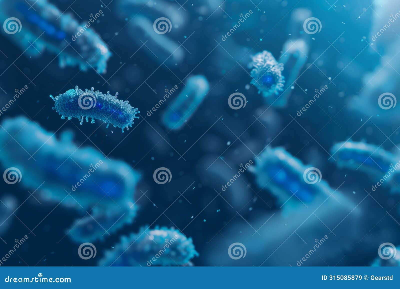 3D Render of Bacteria in a Blue Environment Stock Illustration ...