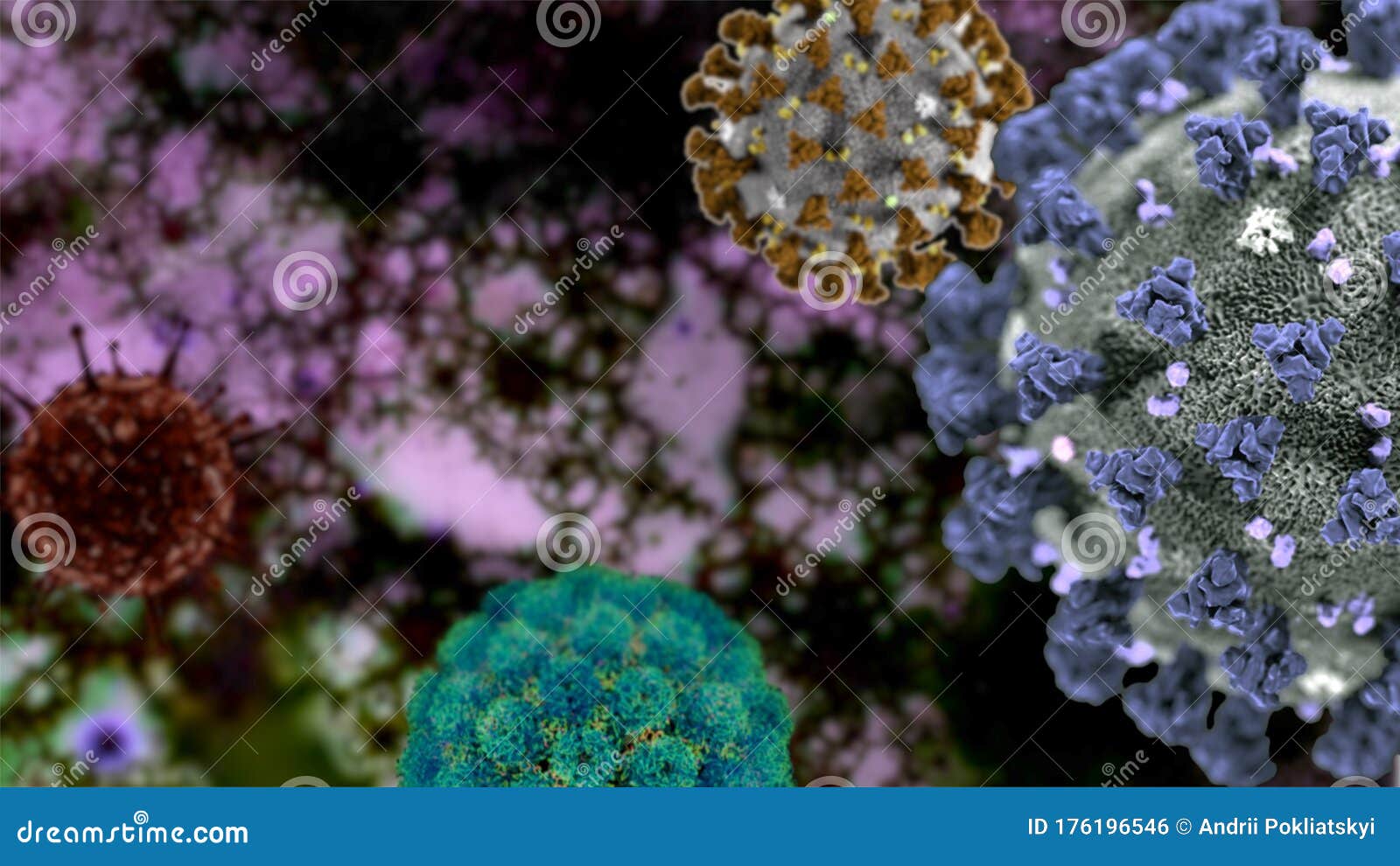 3D Render Bacteria Virus,3d Render Microbe. Bacteria Virus Or Germs ...