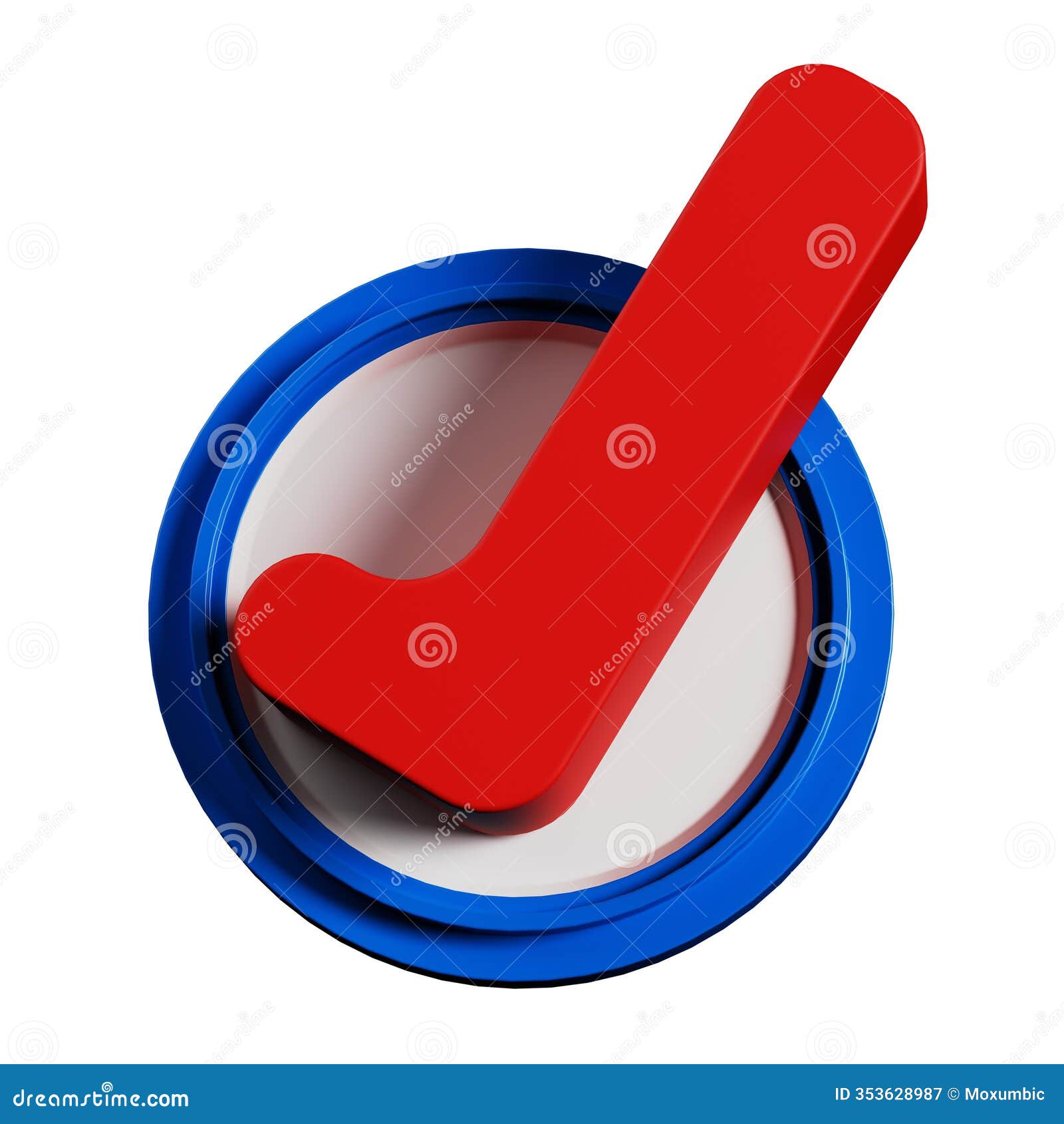 3d Render Badge and Red Correct Checked Mark Icon Stock Illustration ...
