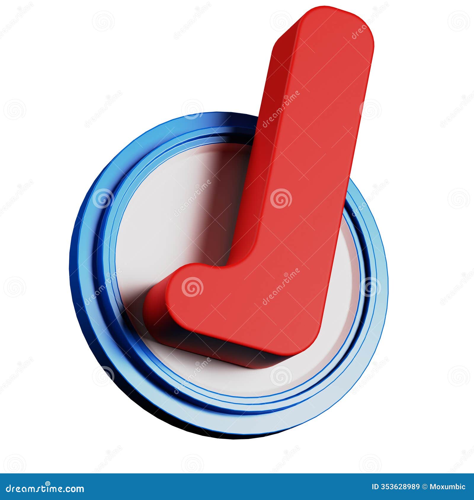 3d Render Badge and Red Correct Checked Mark Icon Stock Illustration ...