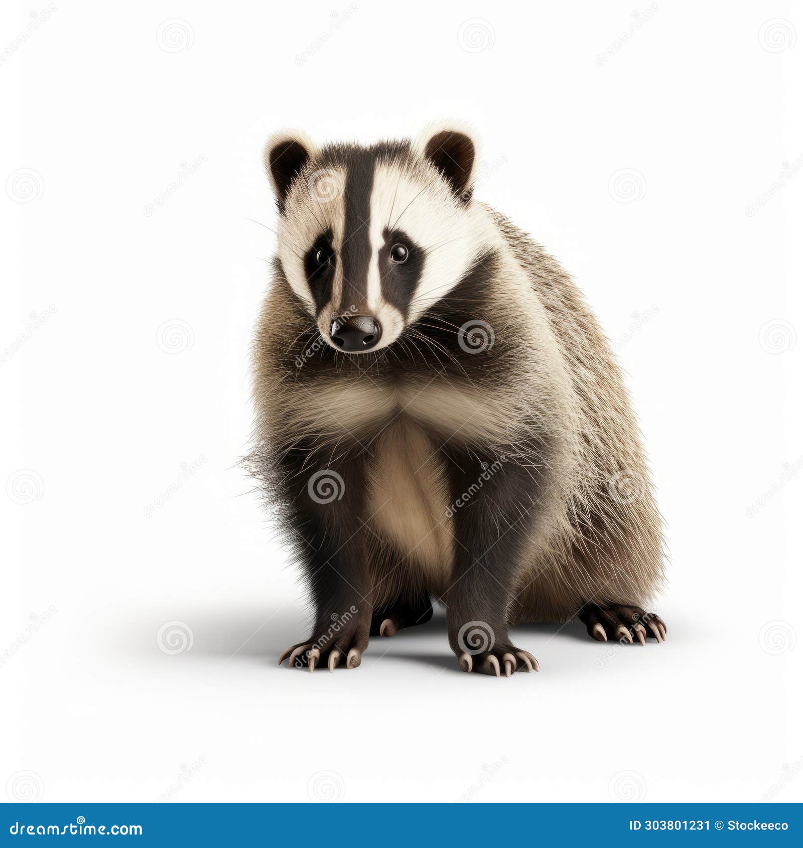 3d Render of Badger Sitting on White Background Stock Illustration ...