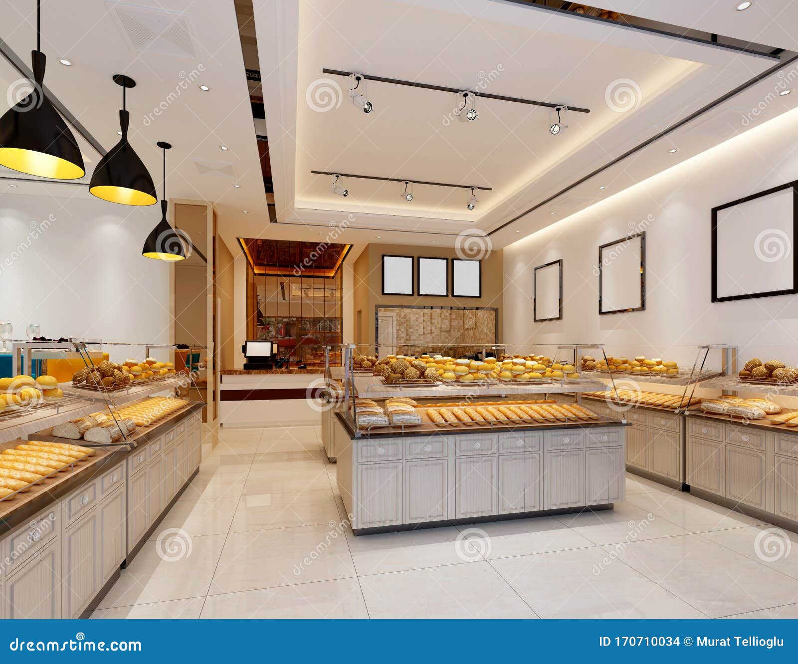 3d render of bakery shop stock illustration. Illustration of model ...