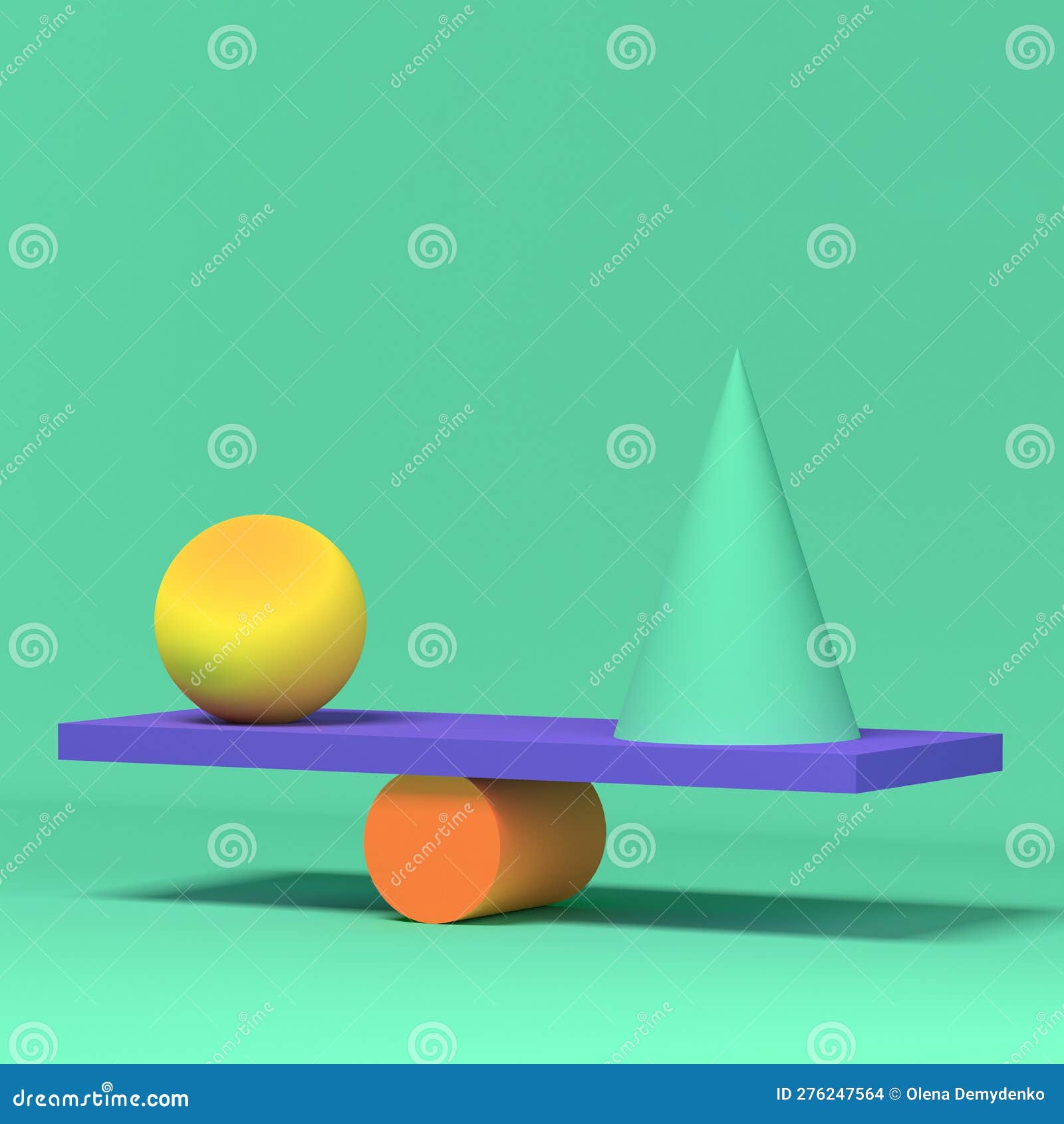 3D Render of Balancing Geometric Shapes. Mint Geometric Background ...
