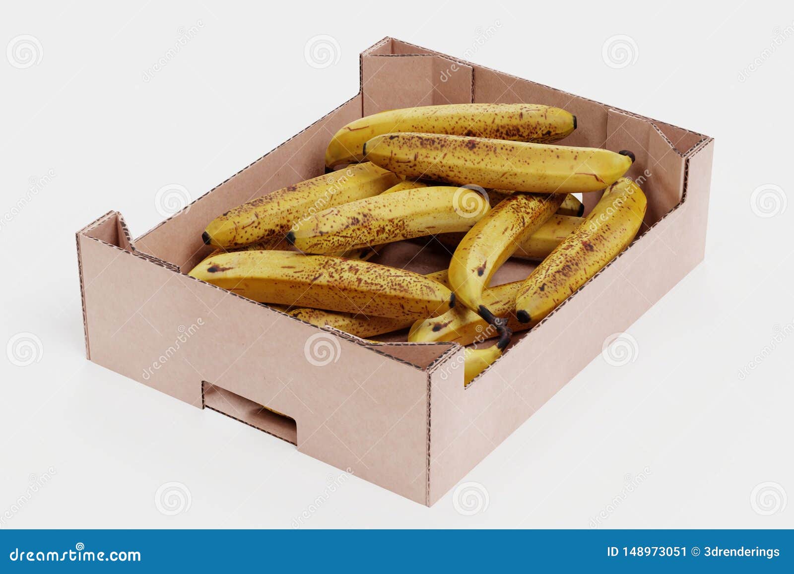 3D Render of Bananas in Box Stock Illustration - Illustration of ...