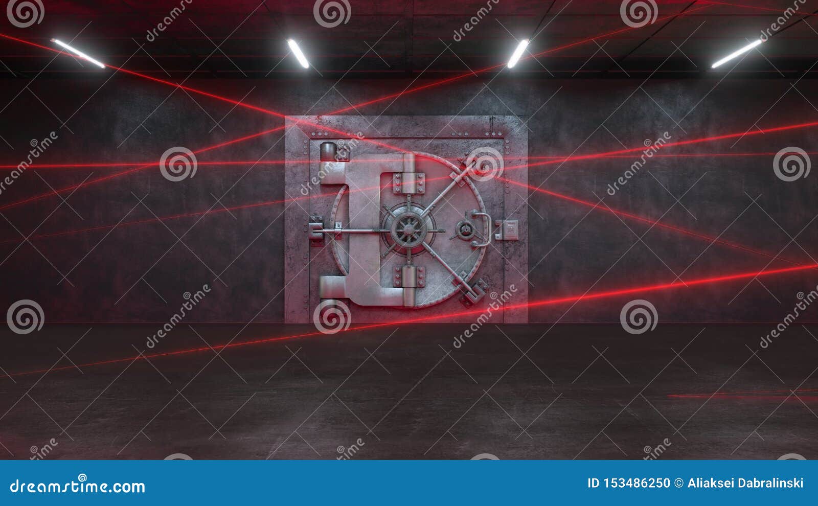 3d Render the Bank is Guarded by a Laser System Stock Illustration ...