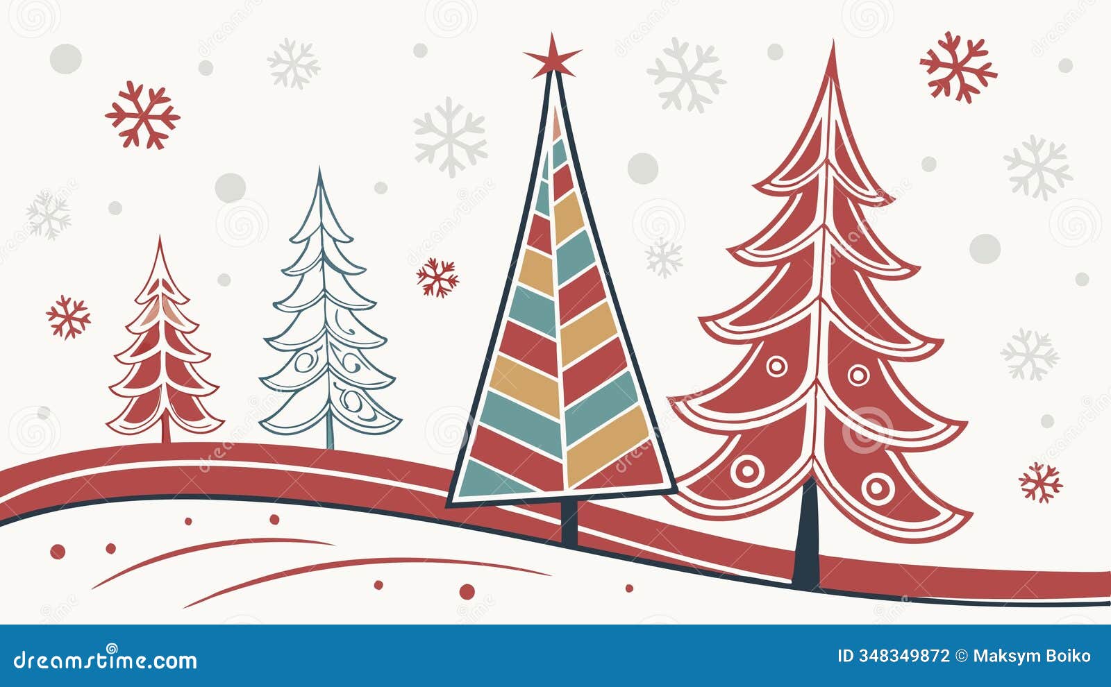 3d Render Banner Abstract Fantasy Festive Christmas Trees Background ...