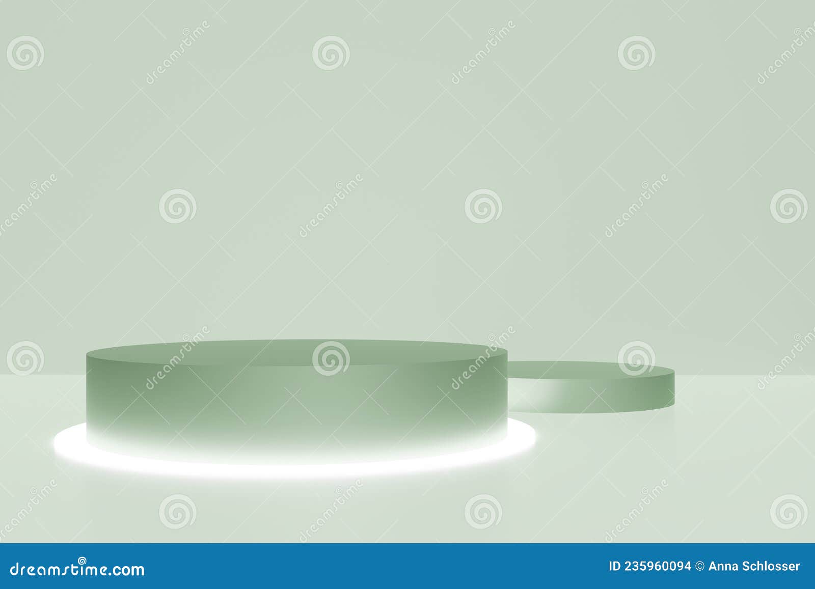 3d Render of Basil Green Podium on Mint Background Stock Illustration ...
