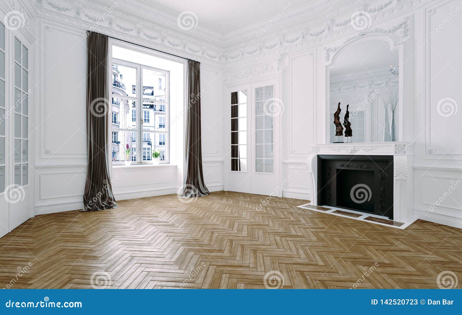 3d Render of Beautiful Classic Interior Stock Illustration ...