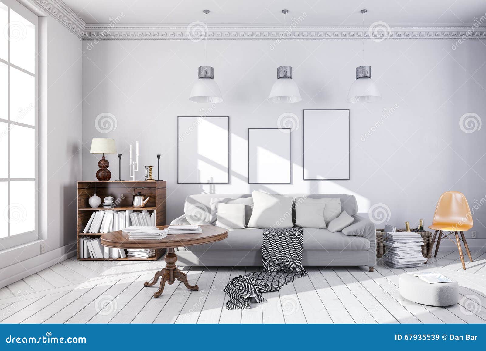 3d Render of Beautiful Clean Interior Room Stock Illustration ...